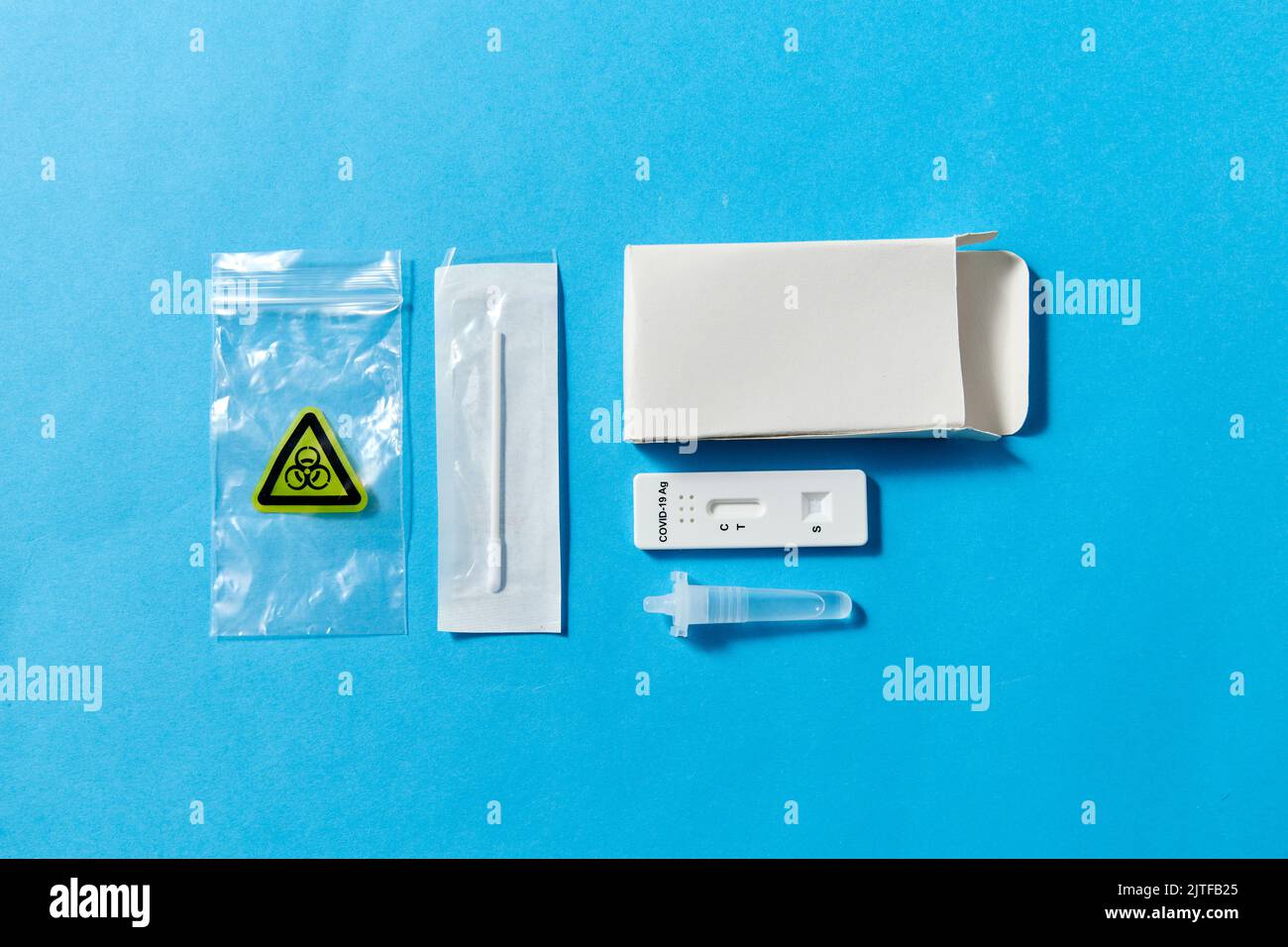 coronavirus nasal self testing kit on blue Stock Photo - Alamy