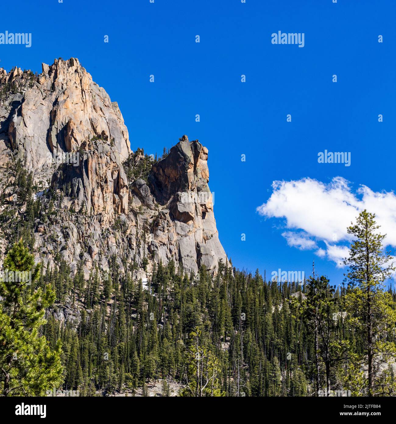 United States, Idaho, Stanley, Rocky crags of Sawtooth Mountains Stock ...