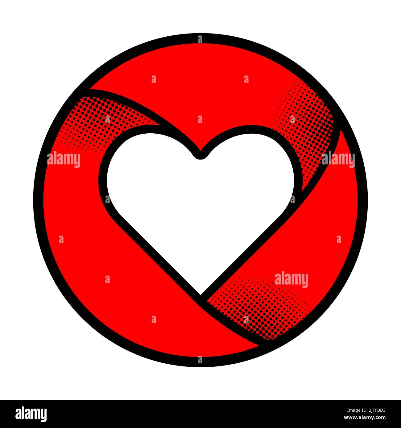 Heart shape inside a circle with halftone texture. Love Symbol button ...