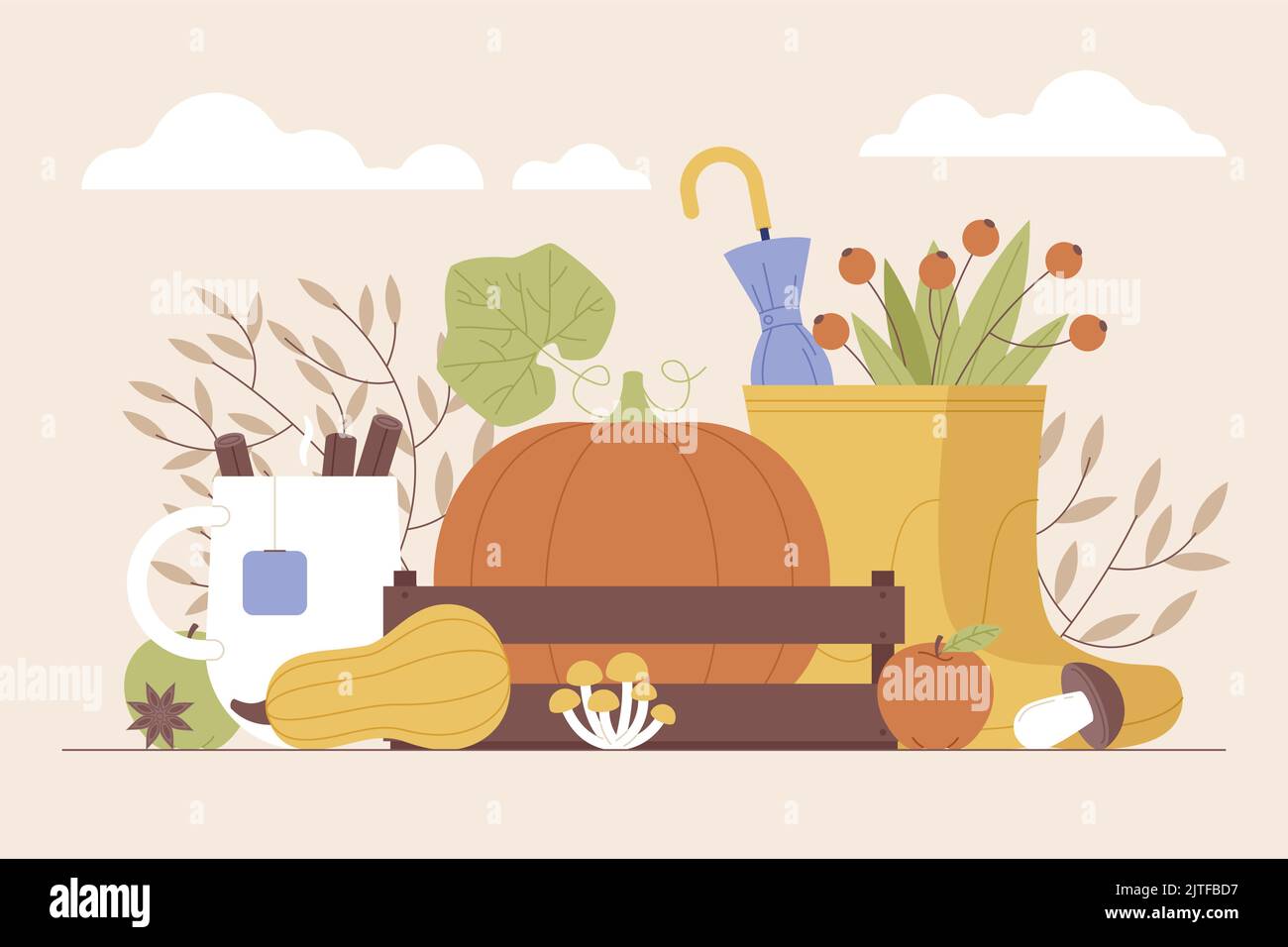 Flat autumn celebration Vector illustration Stock Vector Image & Art ...