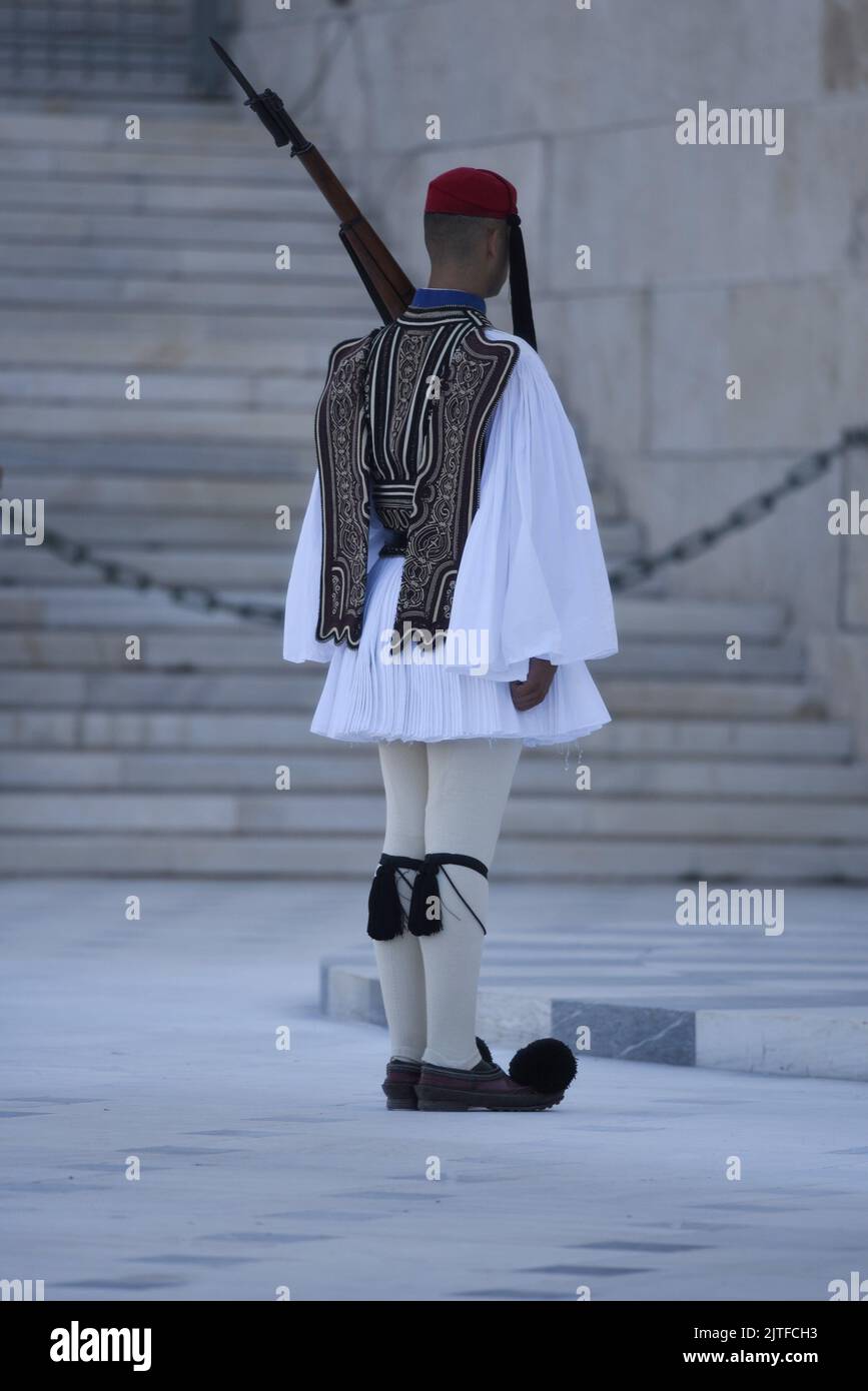Portrait of an Evzone the Greek Presidential Guard part of the ...