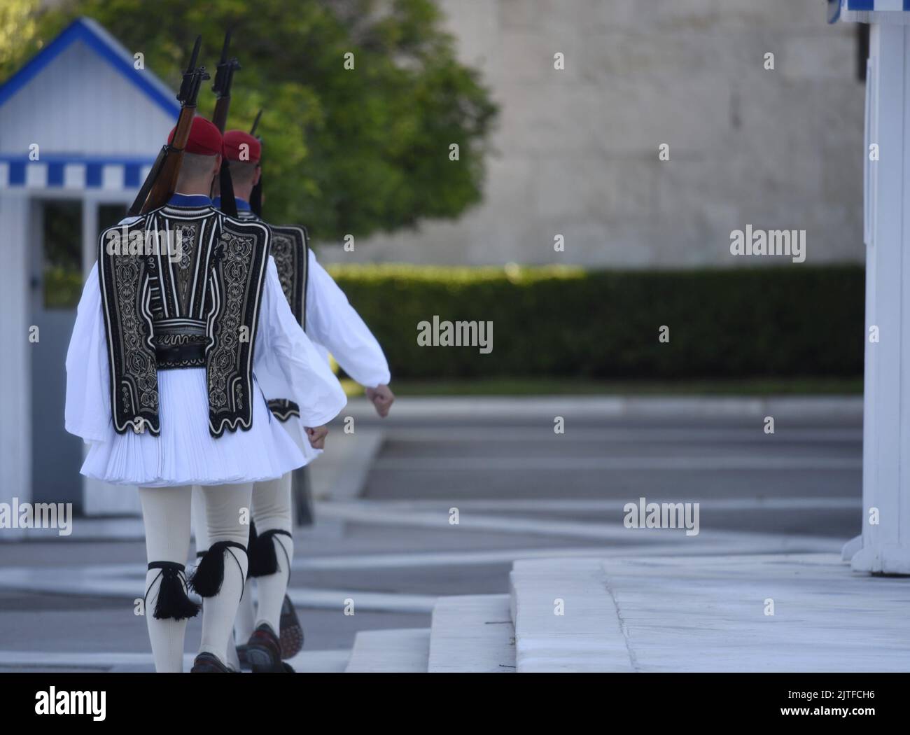 Portrait of Evzones the Greek Presidential Guards and ceremonial ...