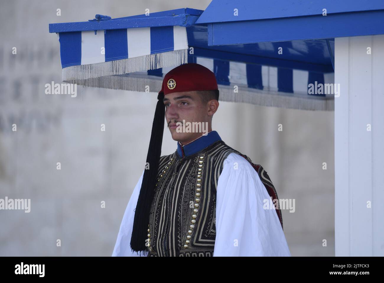 Portrait of an Evzone the Greek Presidential Guard part of the ...