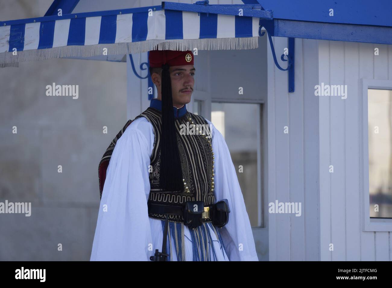 Portrait of an Evzone the Greek Presidential Guard part of the ...