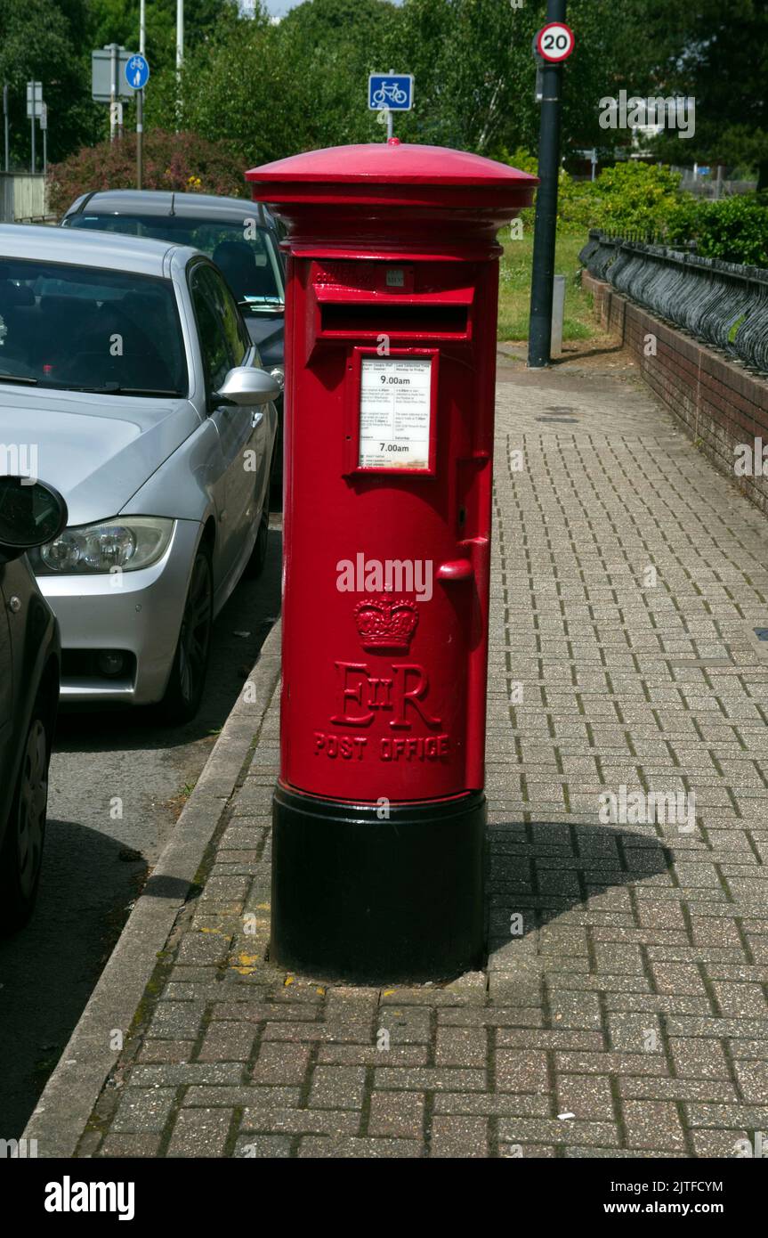 UK red post box for letters. Cardiff Bay 2022 Stock Photo - Alamy