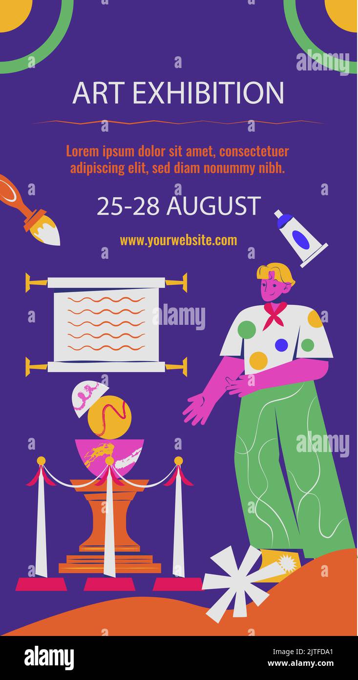 Hand drawn art exhibition post stories Vector illustration Stock Vector ...