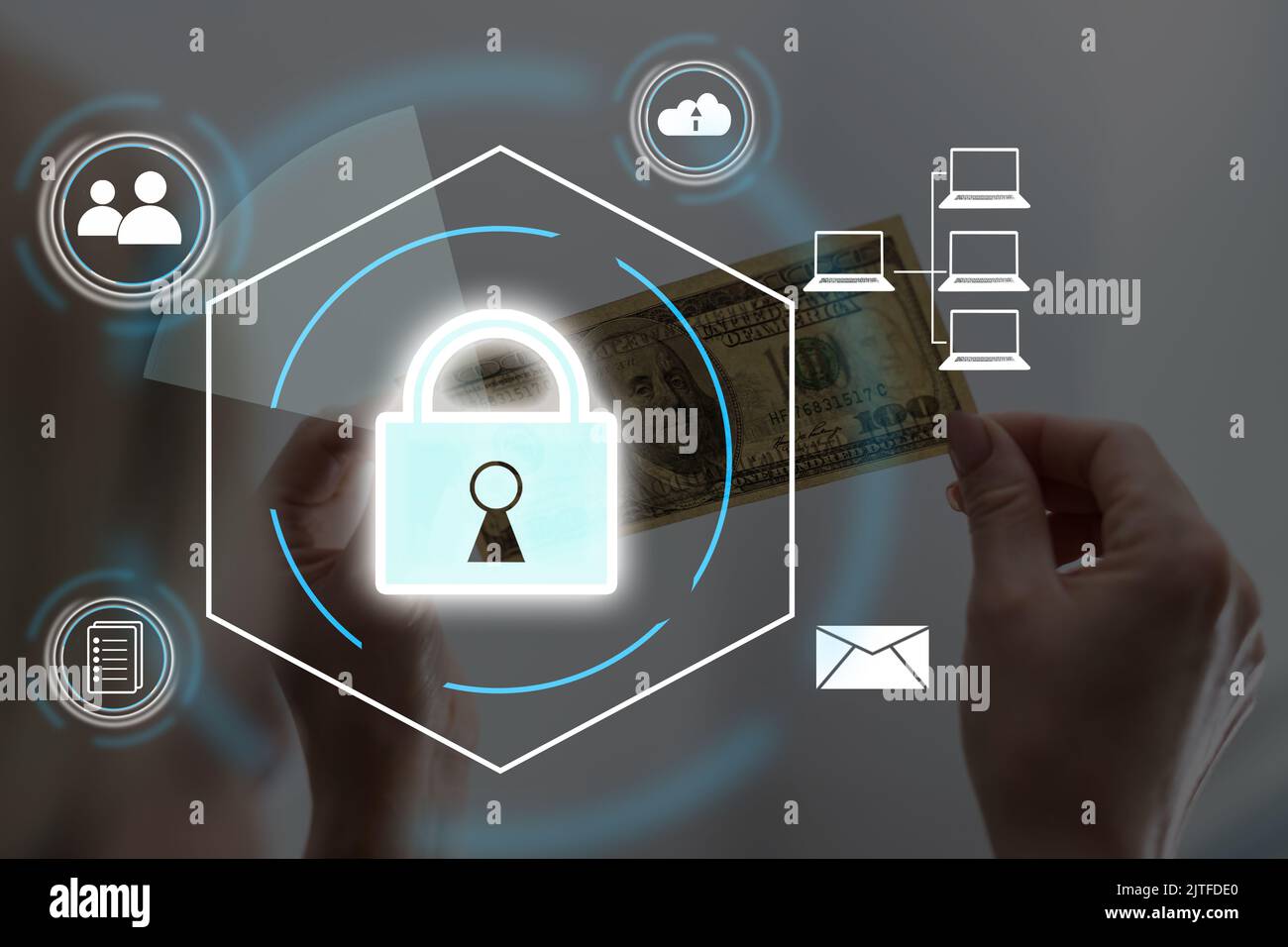 Personal Data Protection Act or PDPA concept. Businessmen use a phone ...