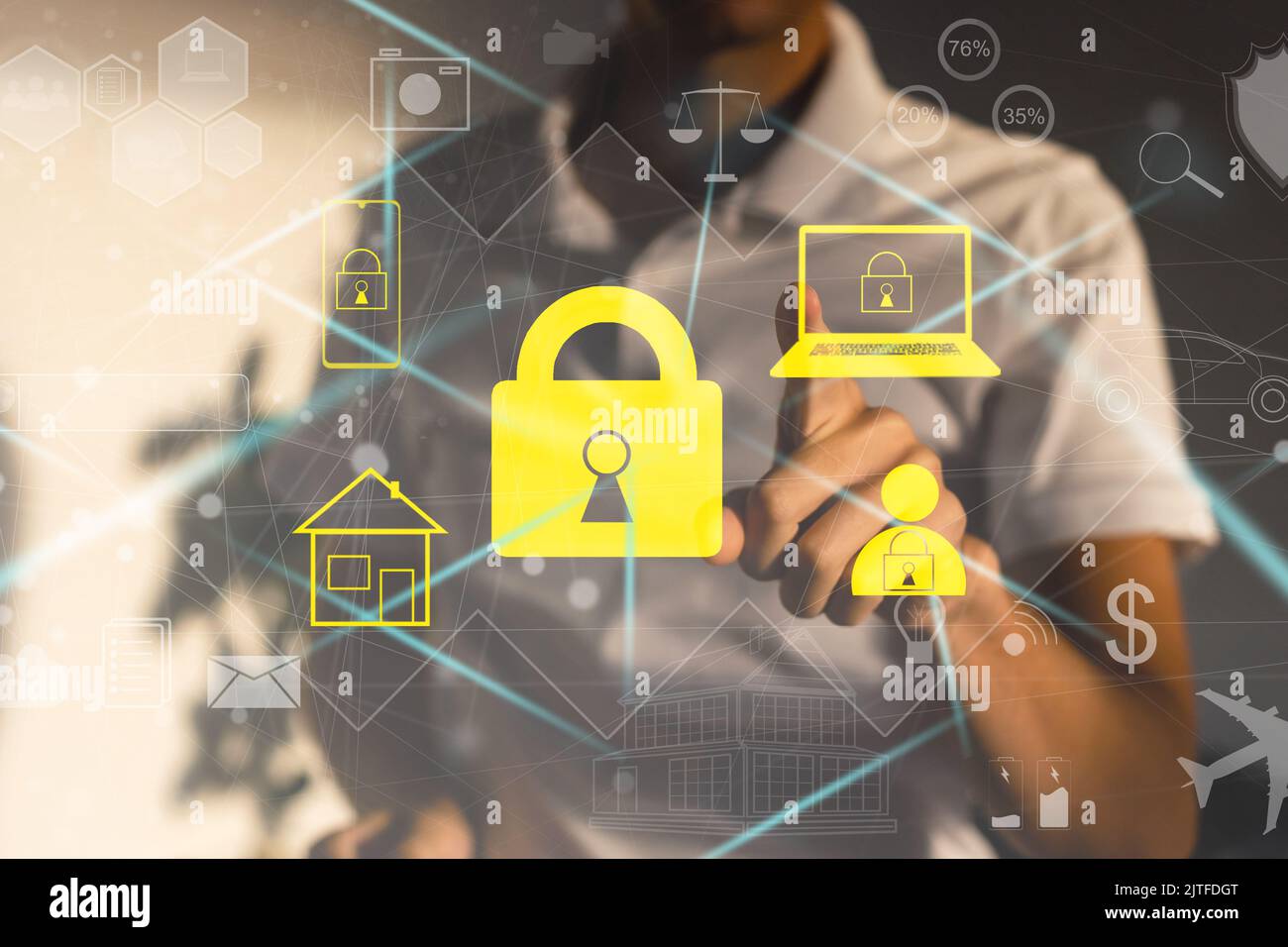 Concept of cyber security, information security and encryption, secure access to user's personal ...