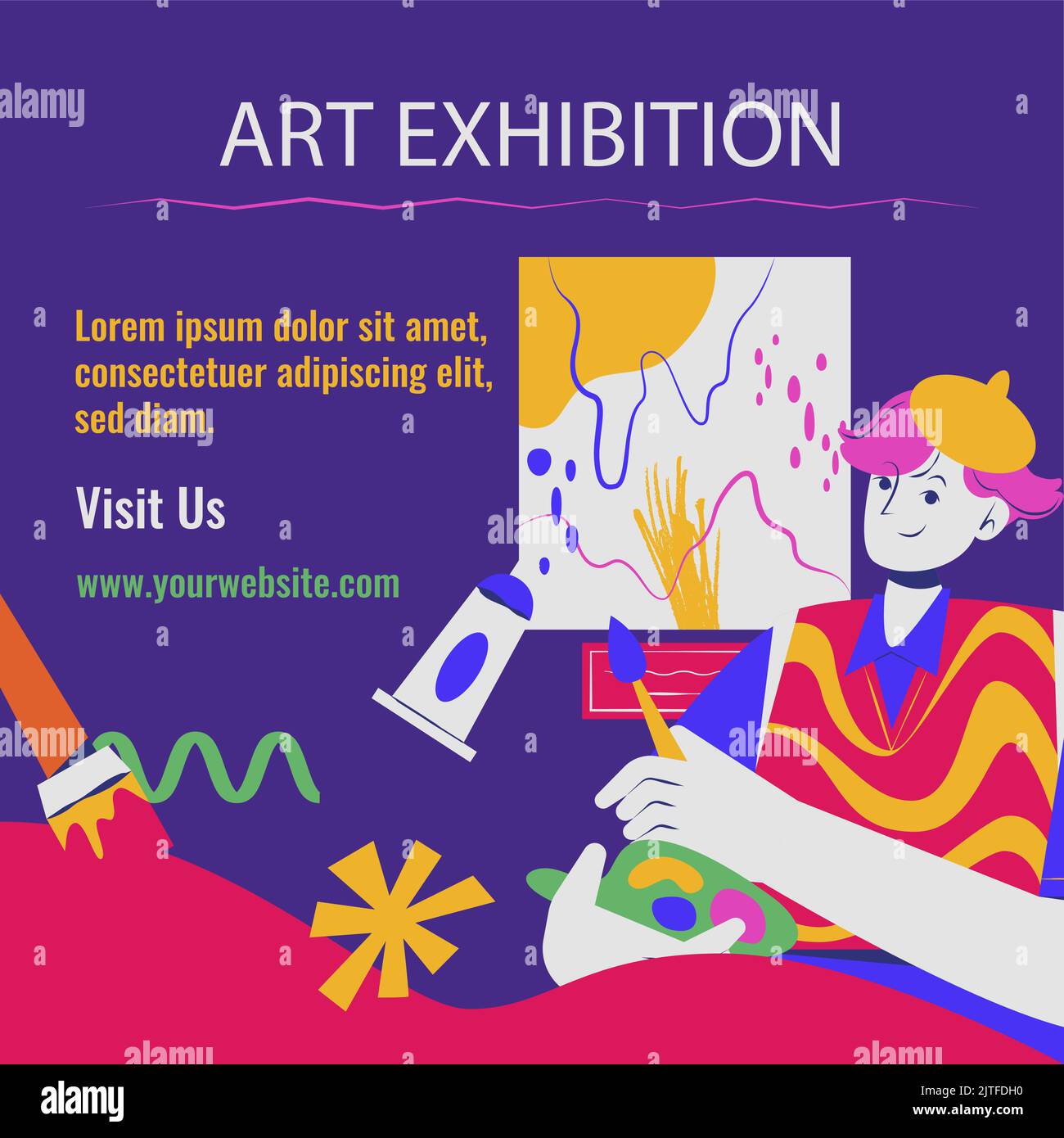 Hand drawn art exhibition posts Vector illustration Stock Vector Image ...