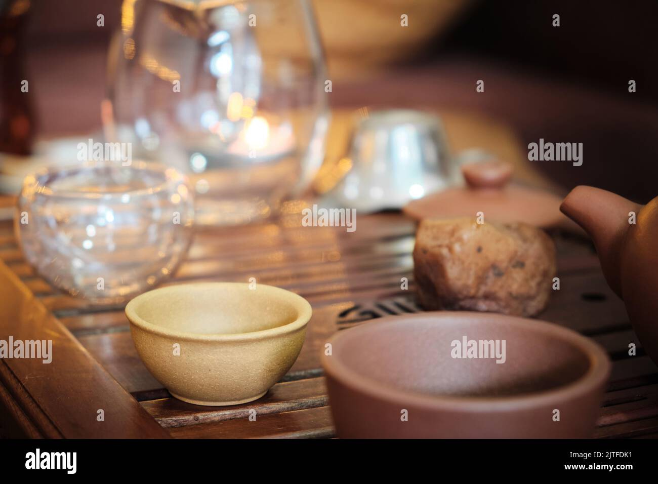 Chinese traditional teaware at bamboo tea tray Stock Photo - Alamy