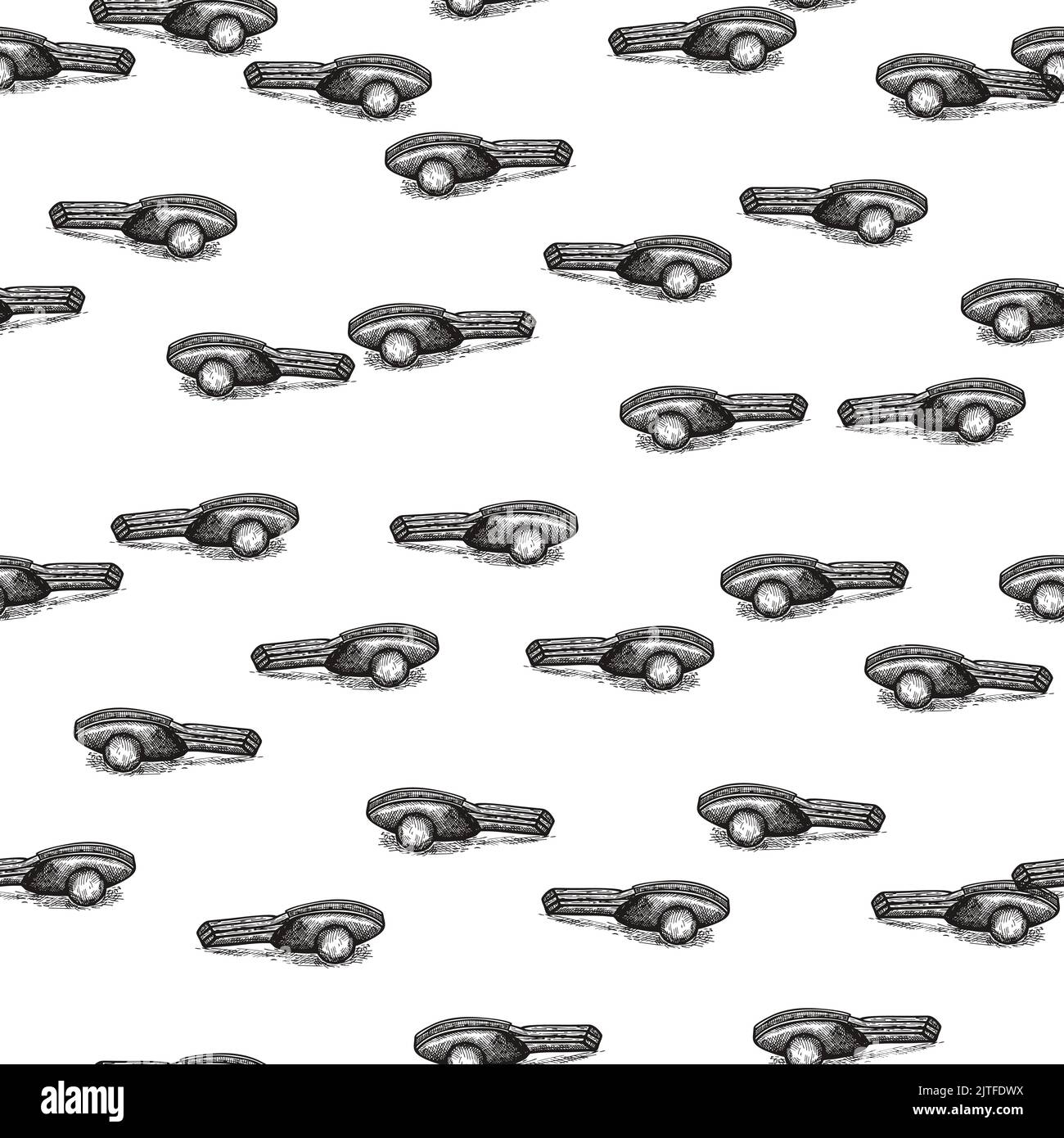 Ping pong racket engraved seamless pattern. Vintage sport elements in ...