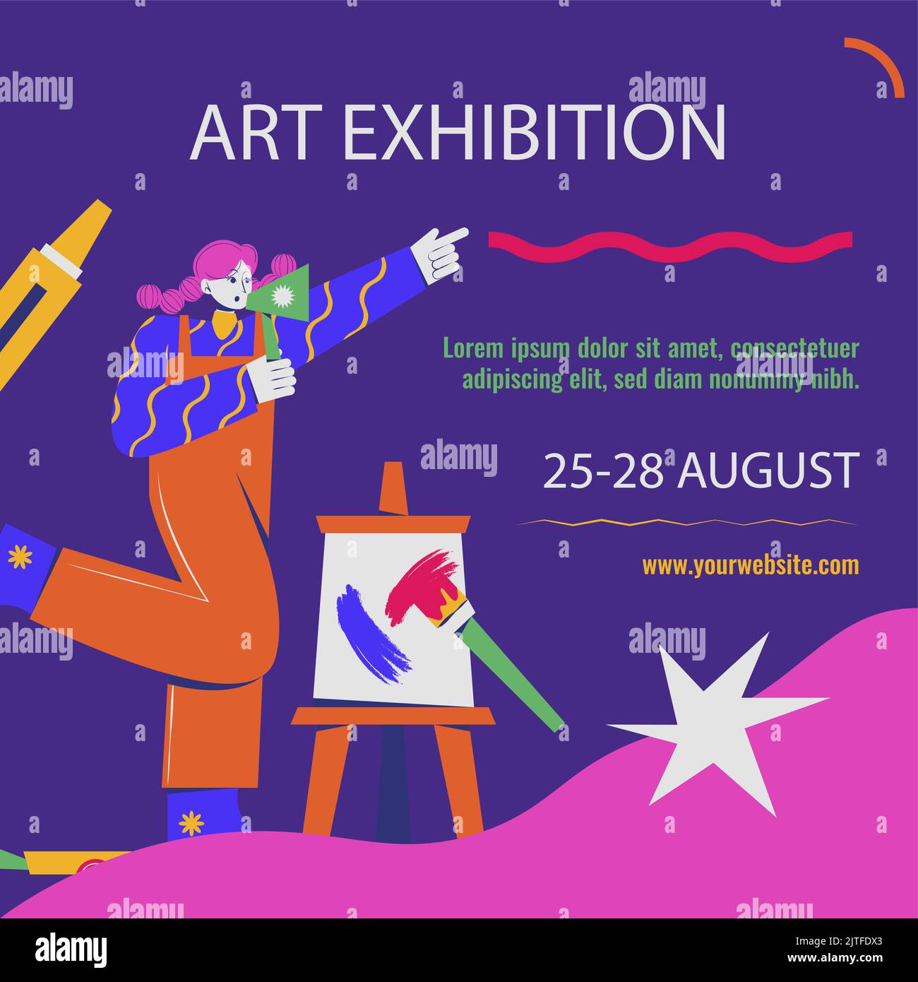 Hand drawn art exhibition posts Vector illustration Stock Vector Image ...