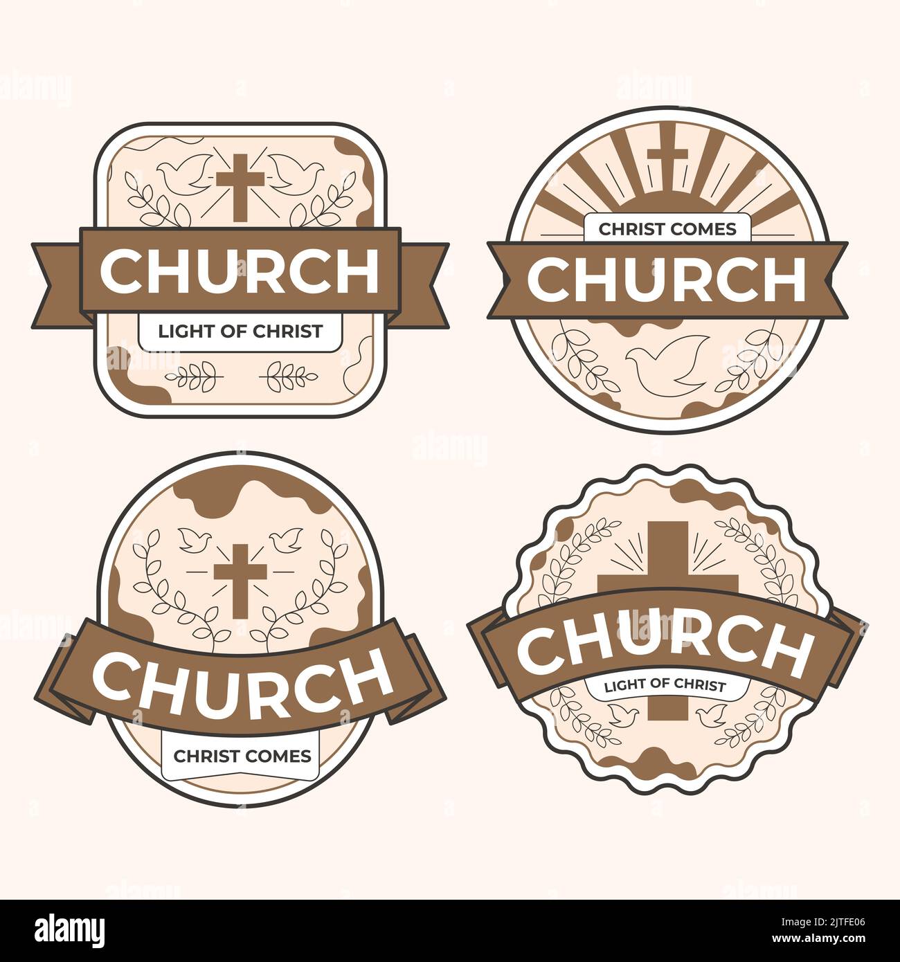 Hand drawn christian church labels Vector illustration Stock Vector ...