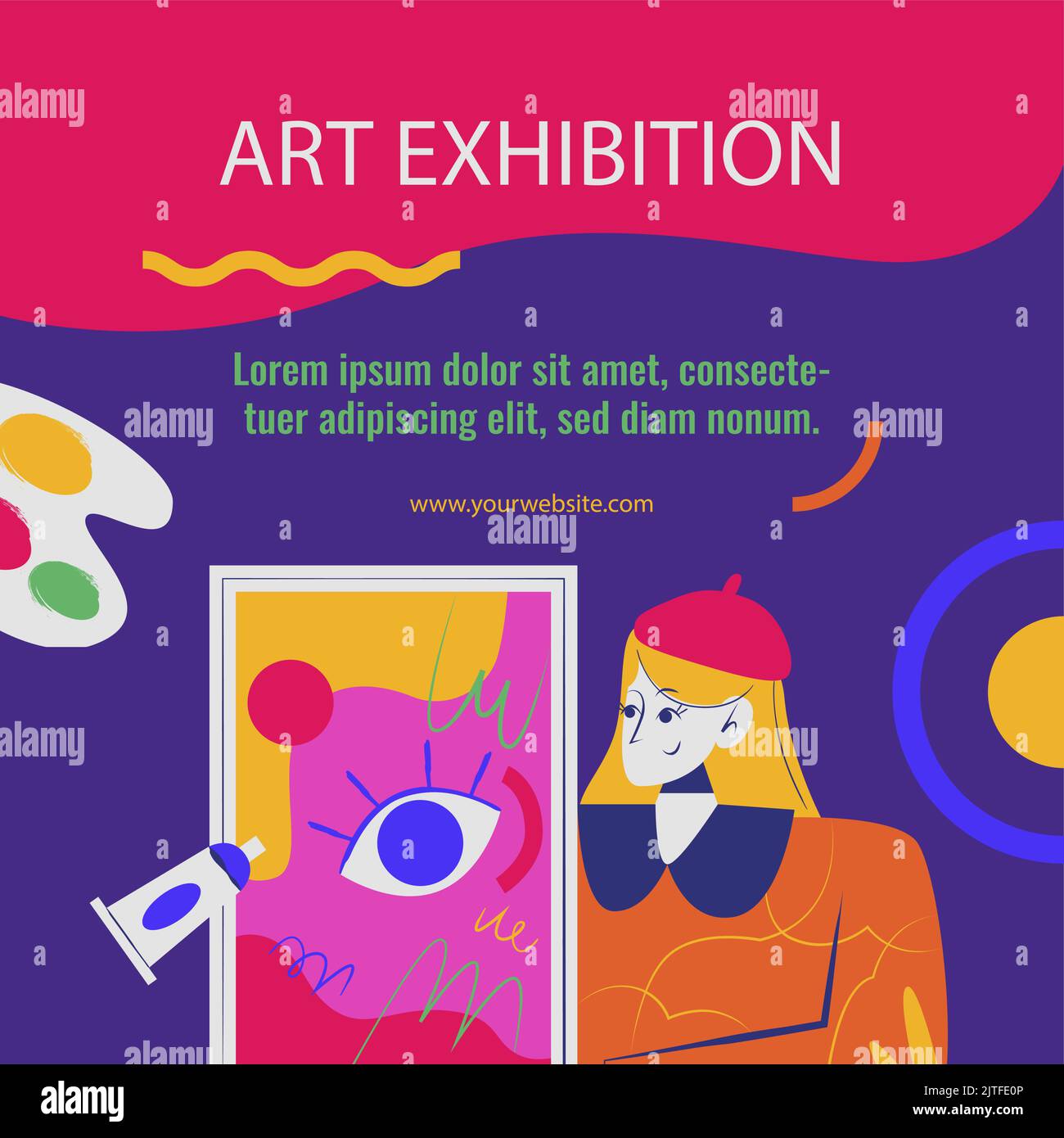 Hand drawn art exhibition posts Vector illustration Stock Vector Image ...