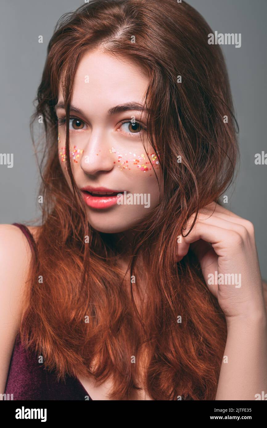 female portrait hair beauty care natural makeup Stock Photo - Alamy