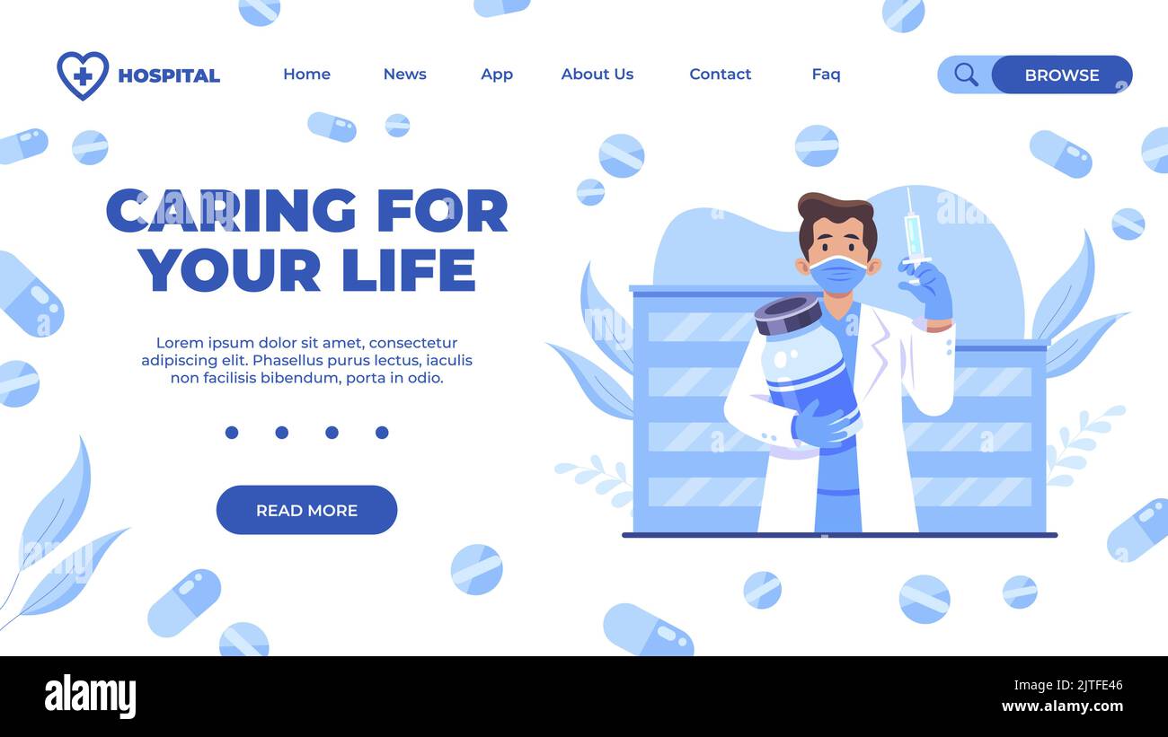 Hand drawn hospital landing page Vector illustration Stock Vector Image ...