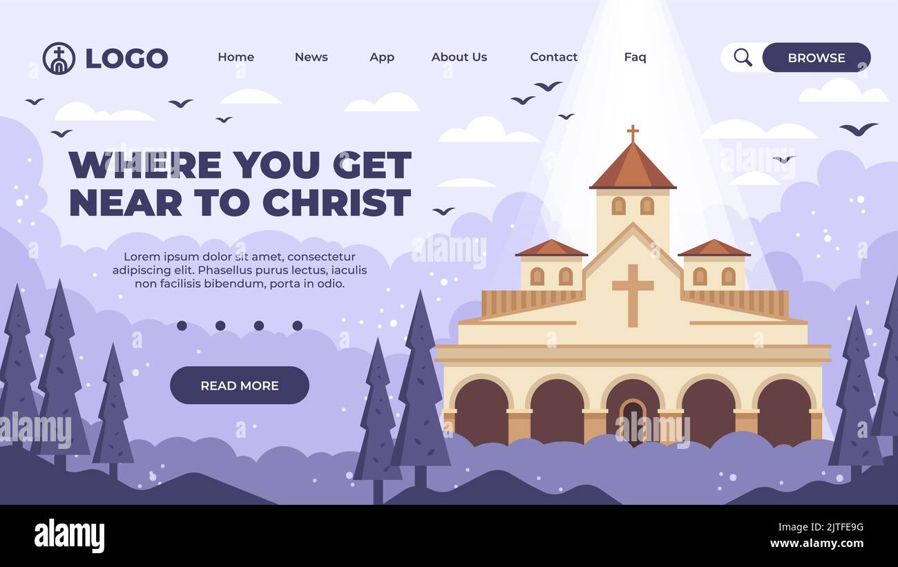 Flat design christian church landing page Vector illustration Stock ...