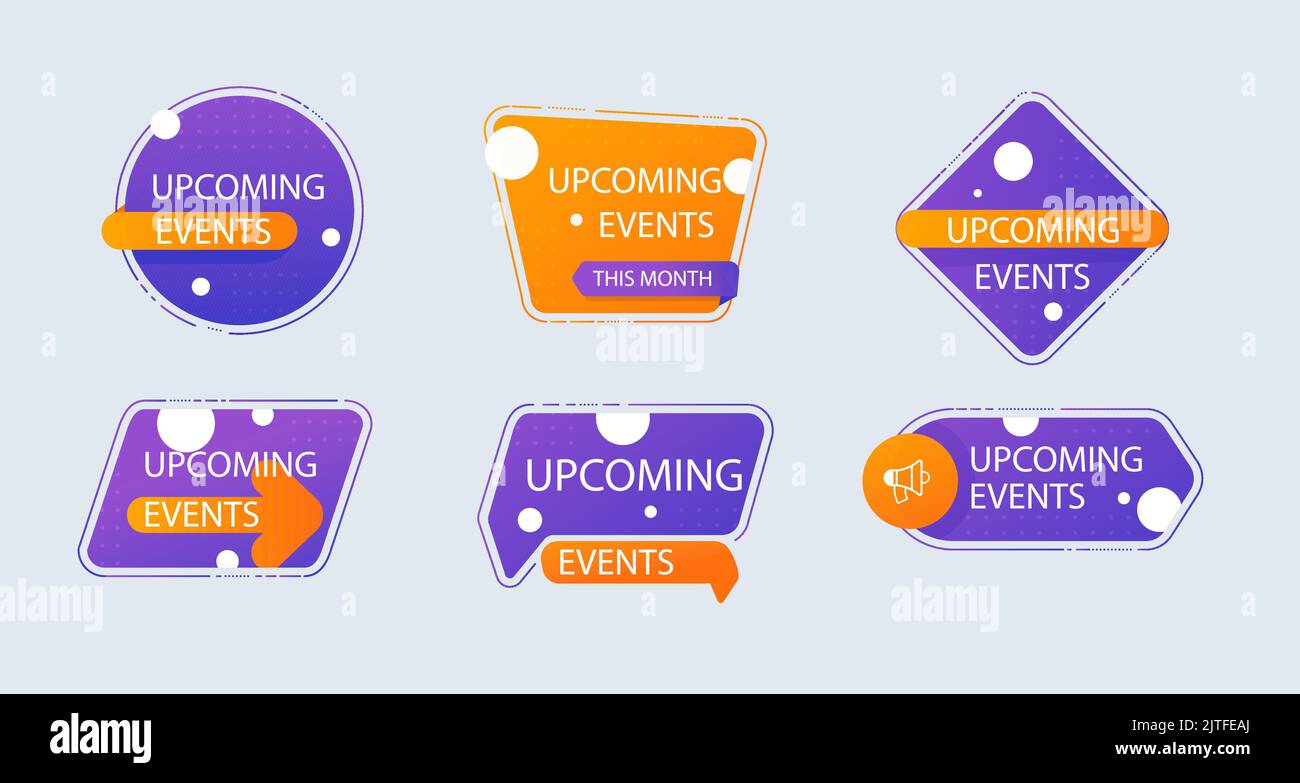 Gradient upcoming events labels Vector illustration Stock Vector Image ...