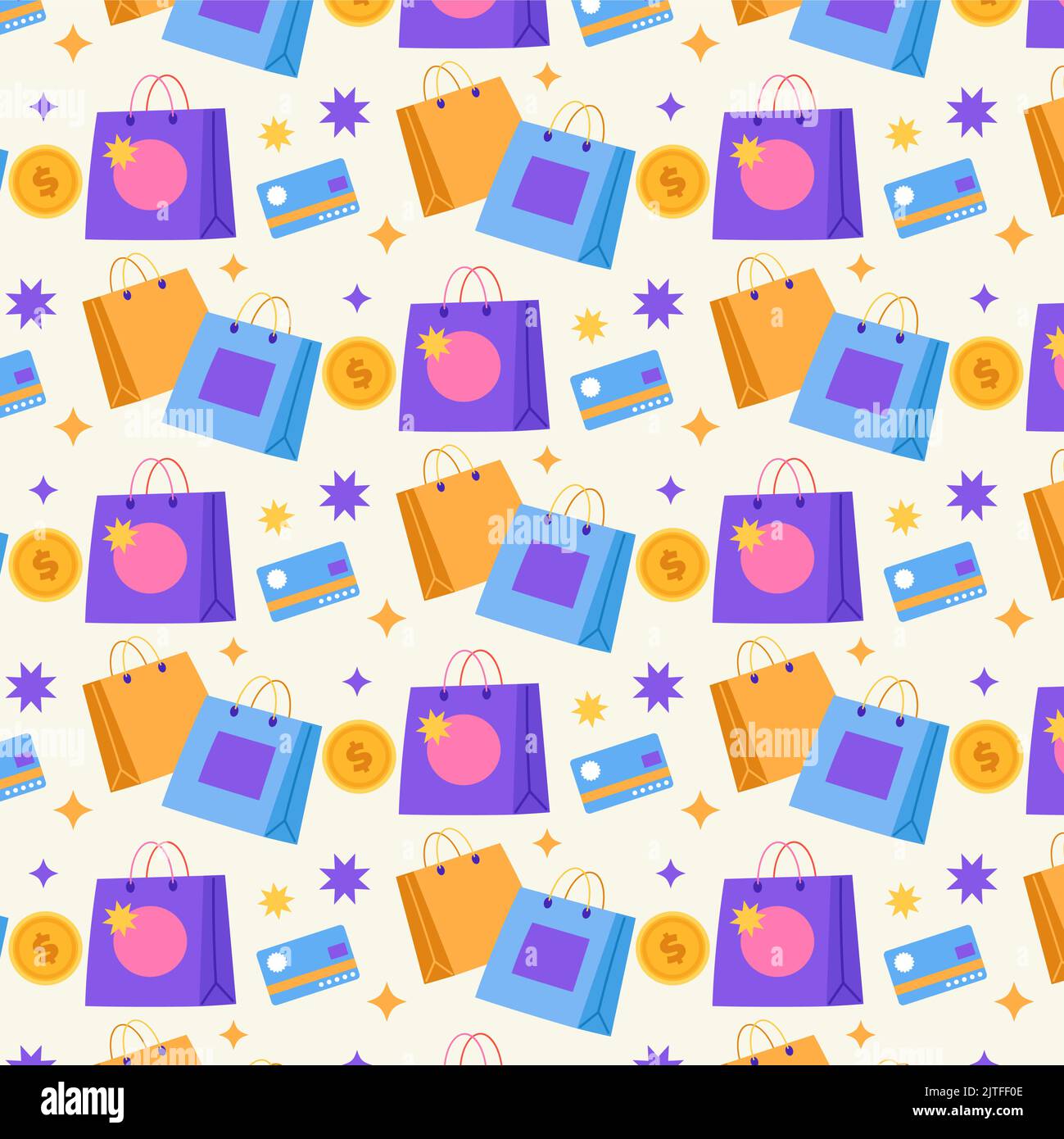 Hand drawn shopping pattern design Vector illustration Stock Vector ...