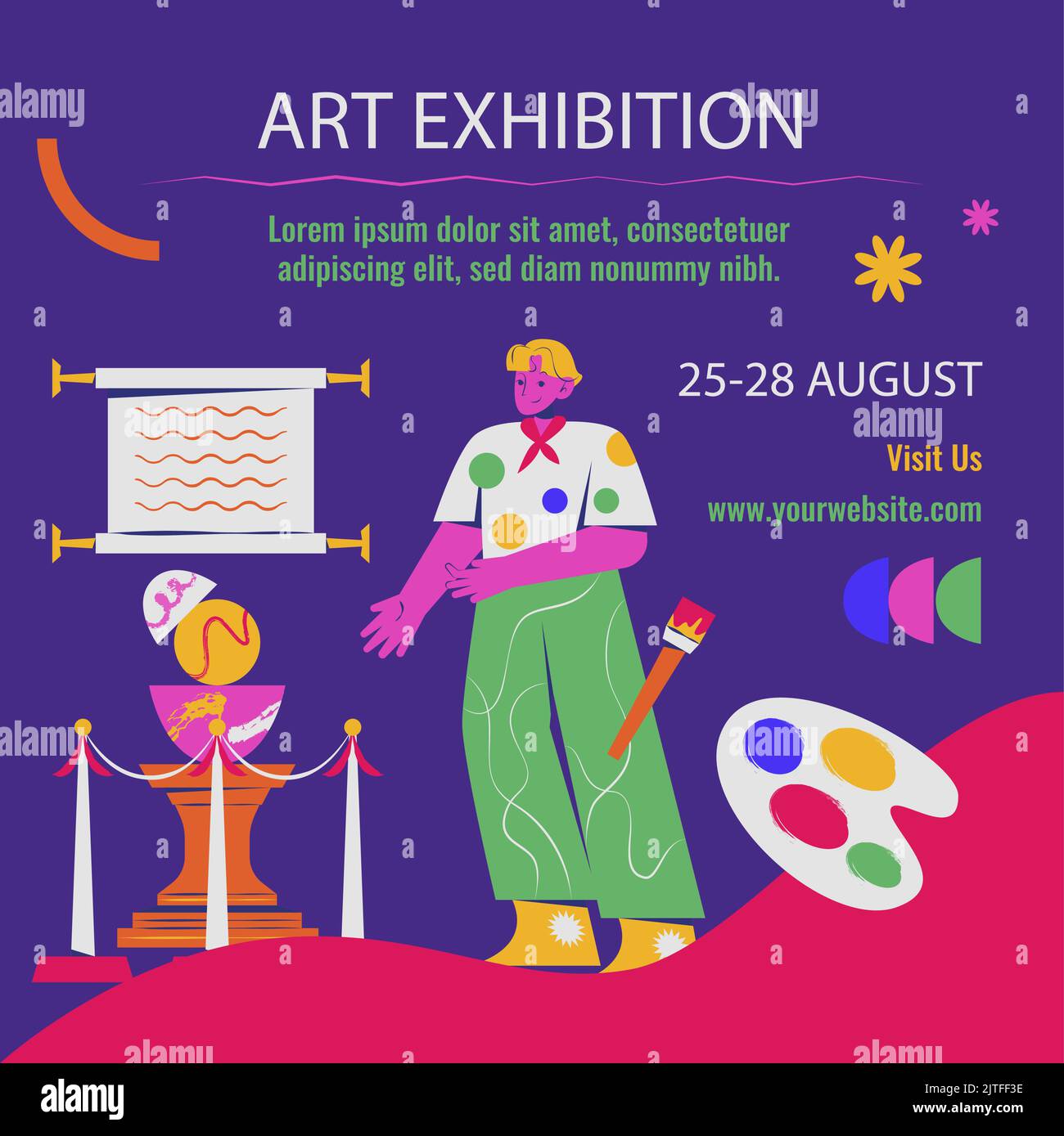 Hand drawn art exhibition posts Vector illustration Stock Vector Image ...