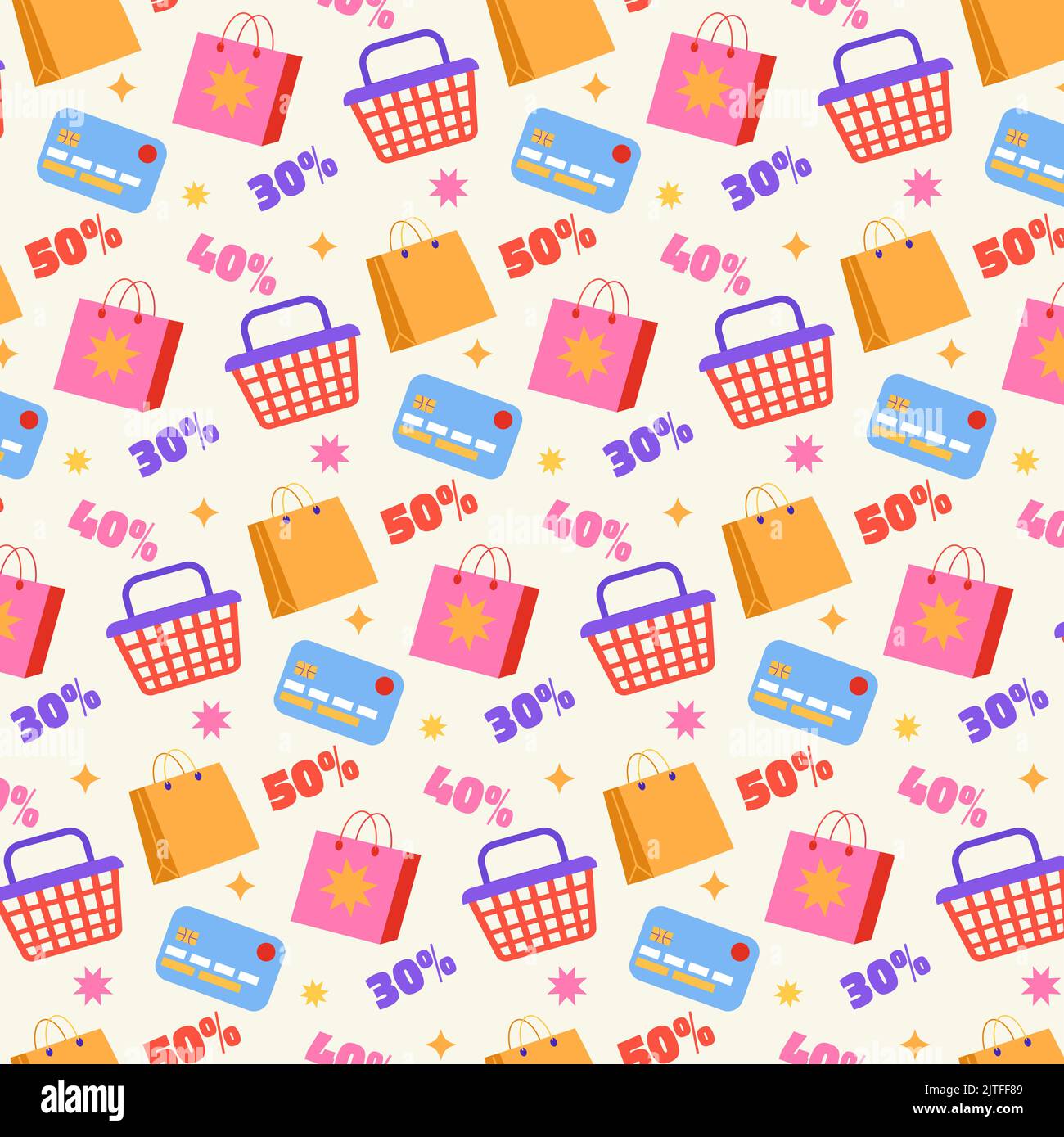 Hand drawn shopping pattern design Vector illustration Stock Vector ...