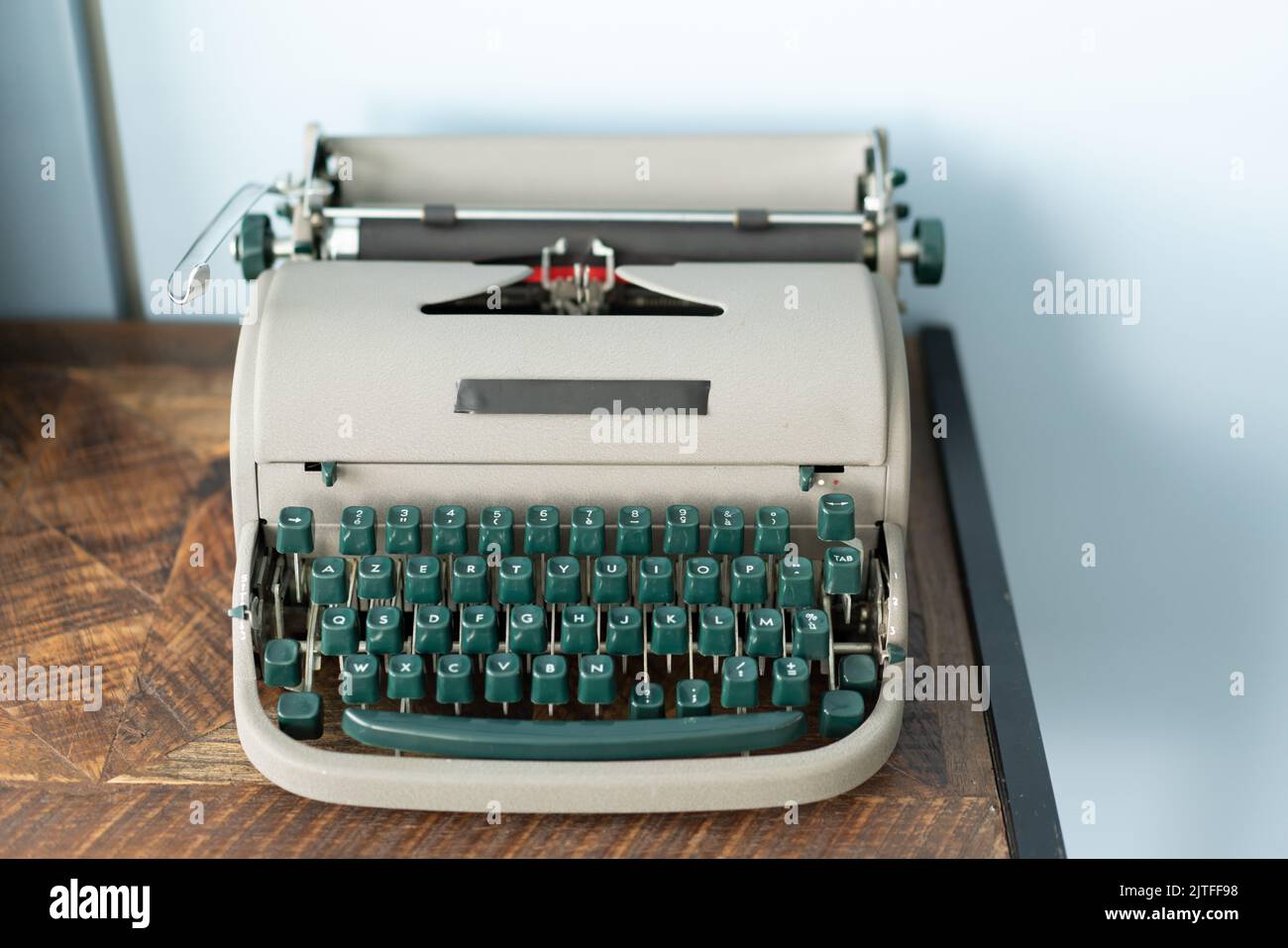 Vintage typewriter header. retro machine technology - top view Stock ...