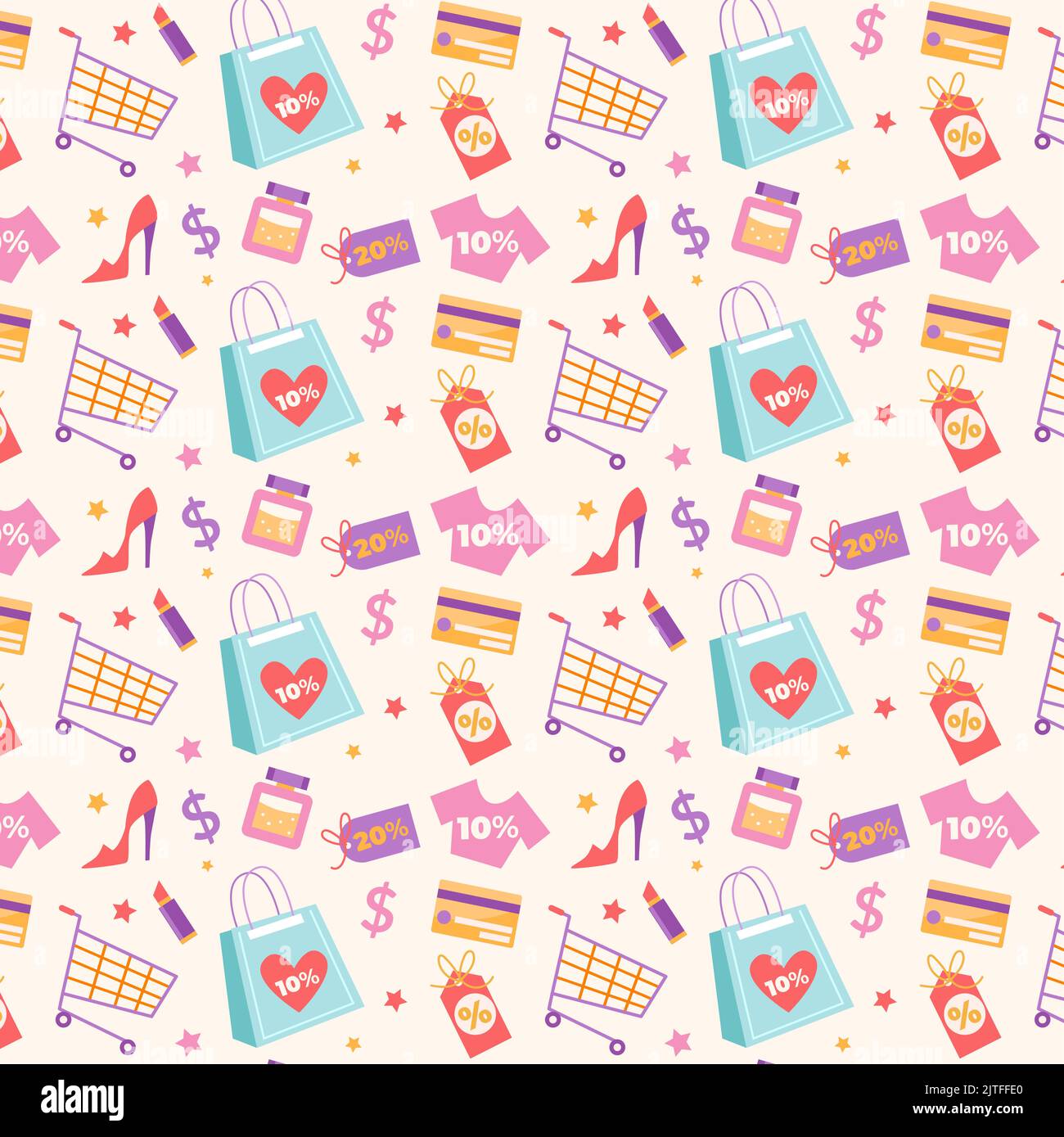 Hand drawn shopping pattern design Vector illustration Stock Vector ...