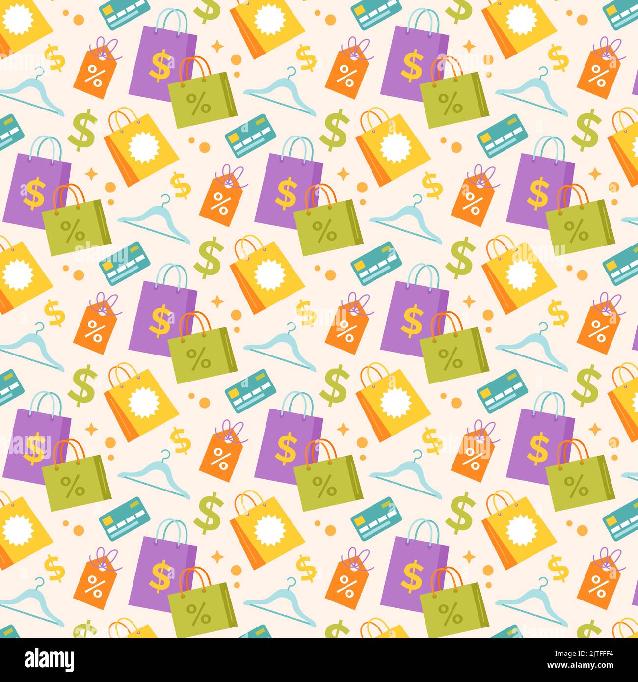 Hand drawn shopping pattern design Vector illustration Stock Vector ...