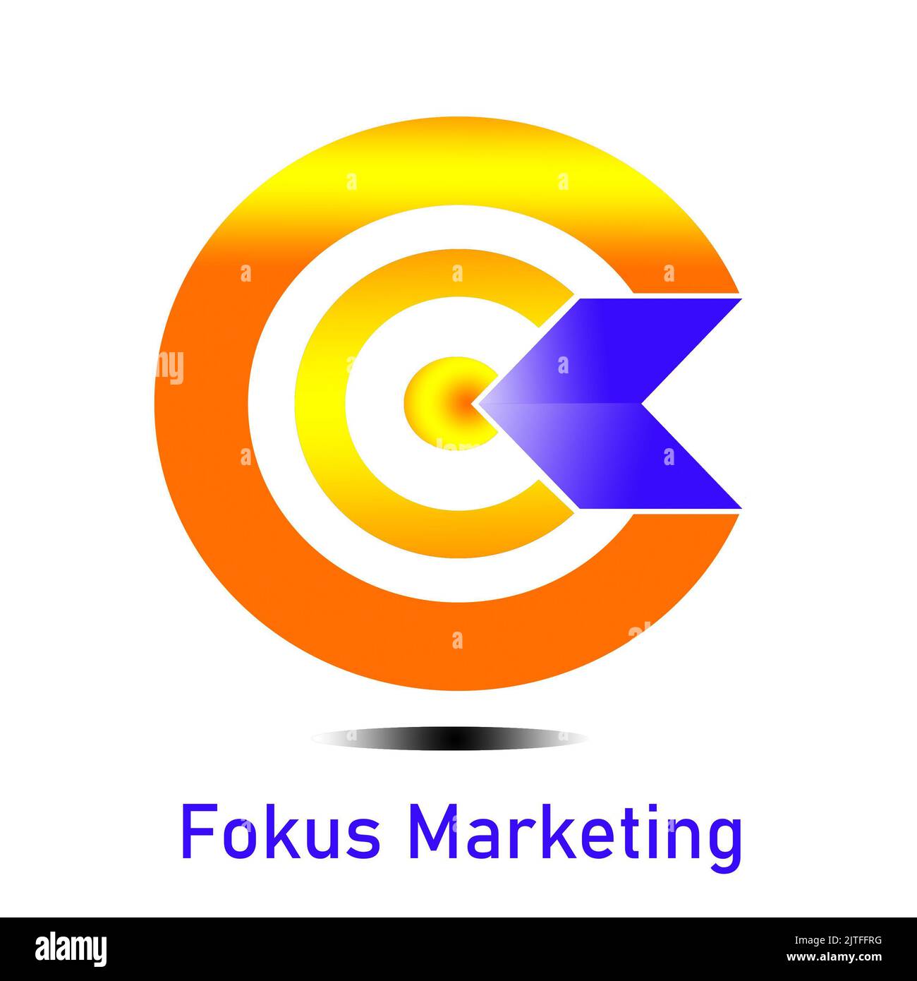 An illustrated logo in the shape of circles and an arrow with a writing ...