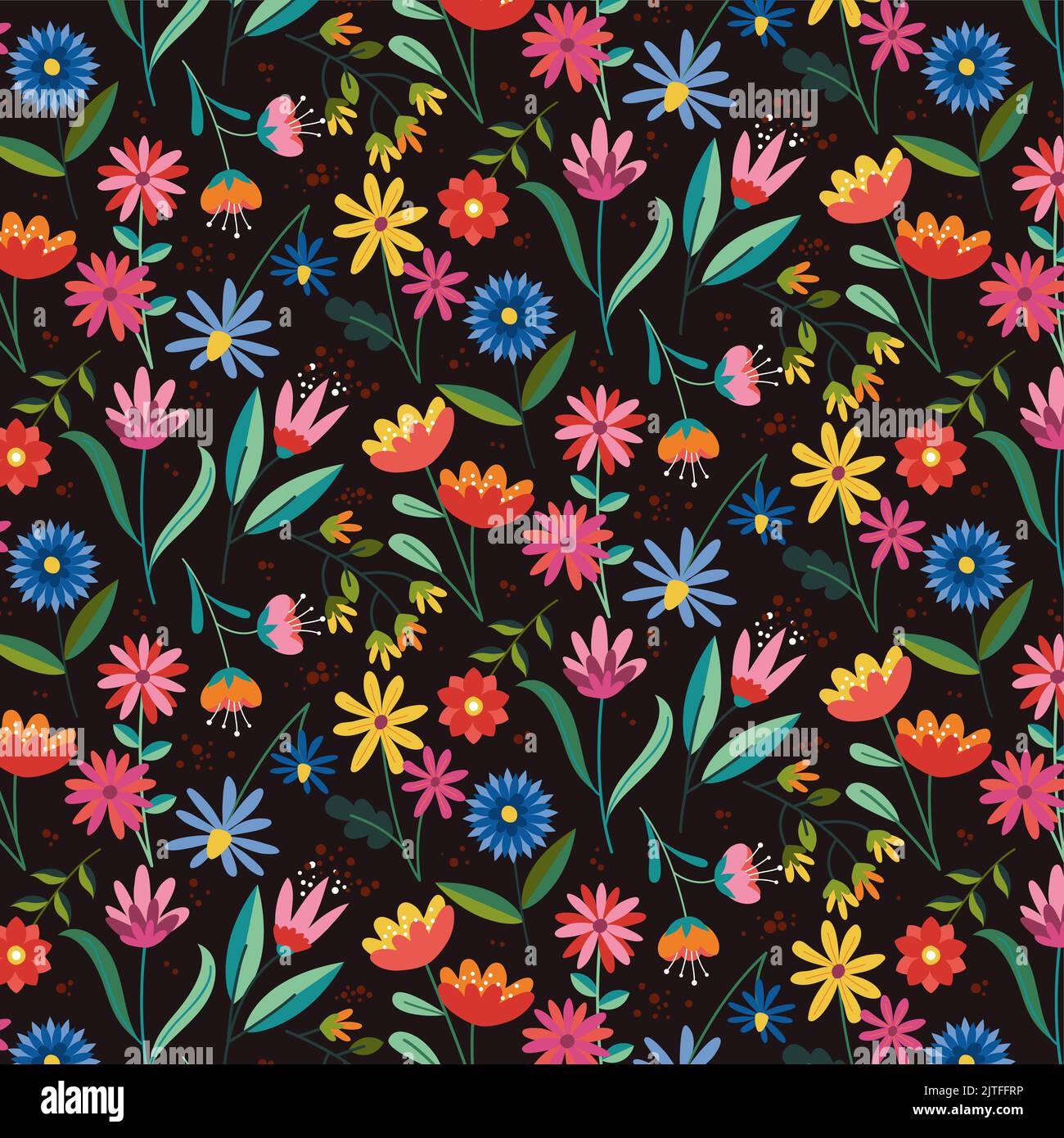 Flat design small flowers pattern design Vector illustration Stock ...