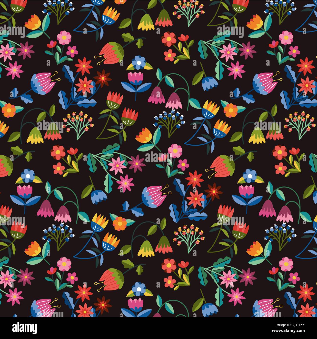 Flat design small flowers pattern design Vector illustration Stock Vector Image & Art - Alamy