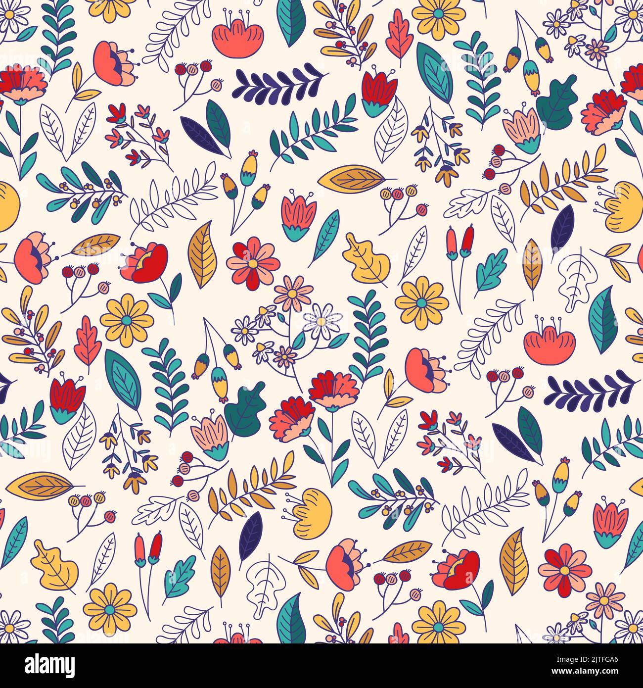Hand drawn small flowers pattern design Vector illustration Stock ...