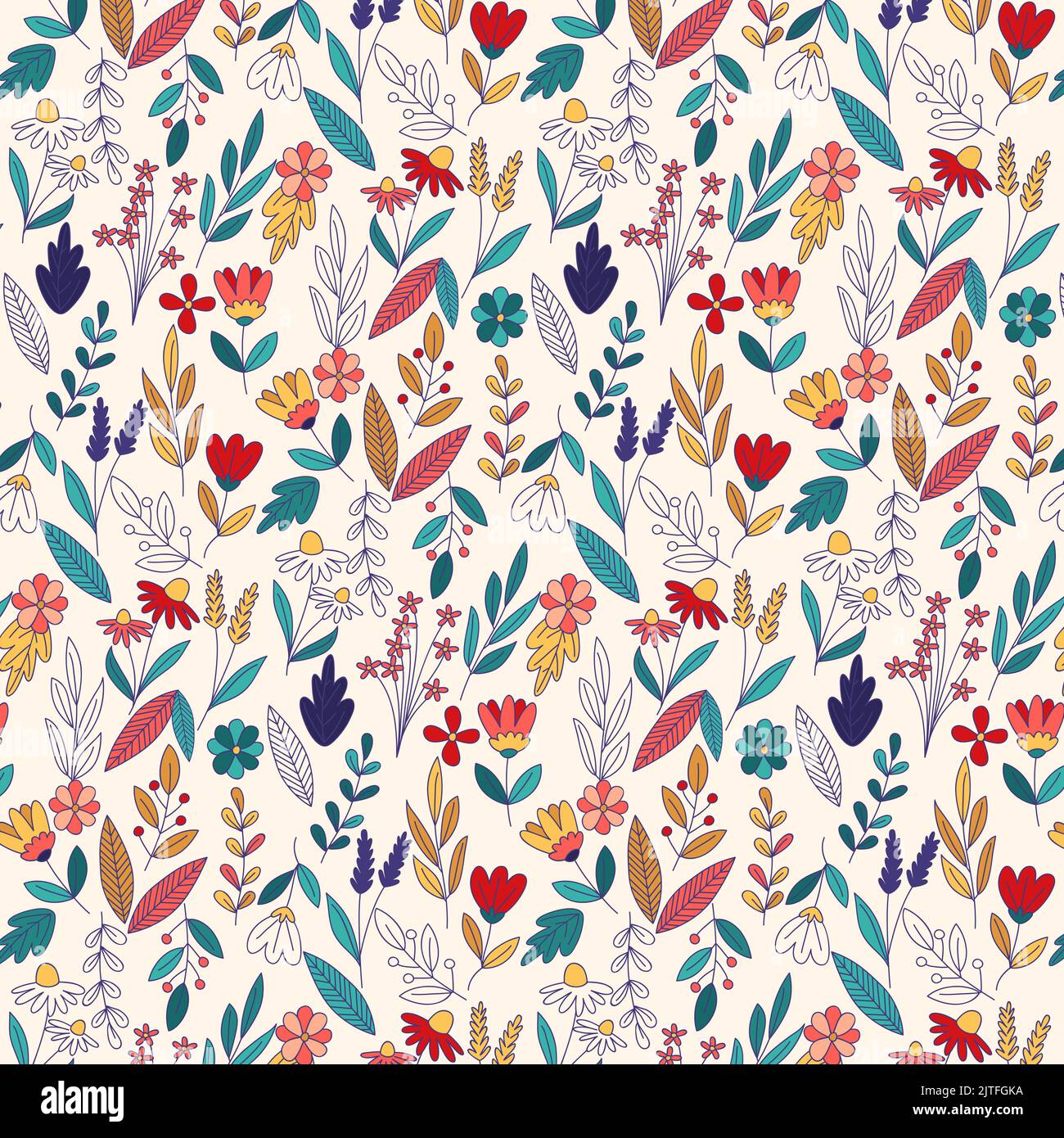 Hand drawn small flowers pattern design Vector illustration Stock ...