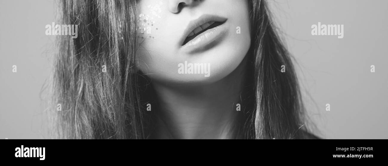 young woman lips natural care sensual beauty Stock Photo - Alamy