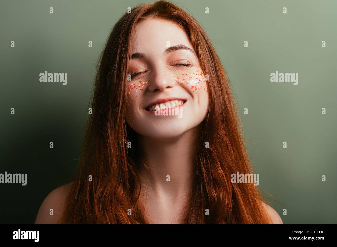 glitter makeup fresh skin youth beauty female Stock Photo - Alamy