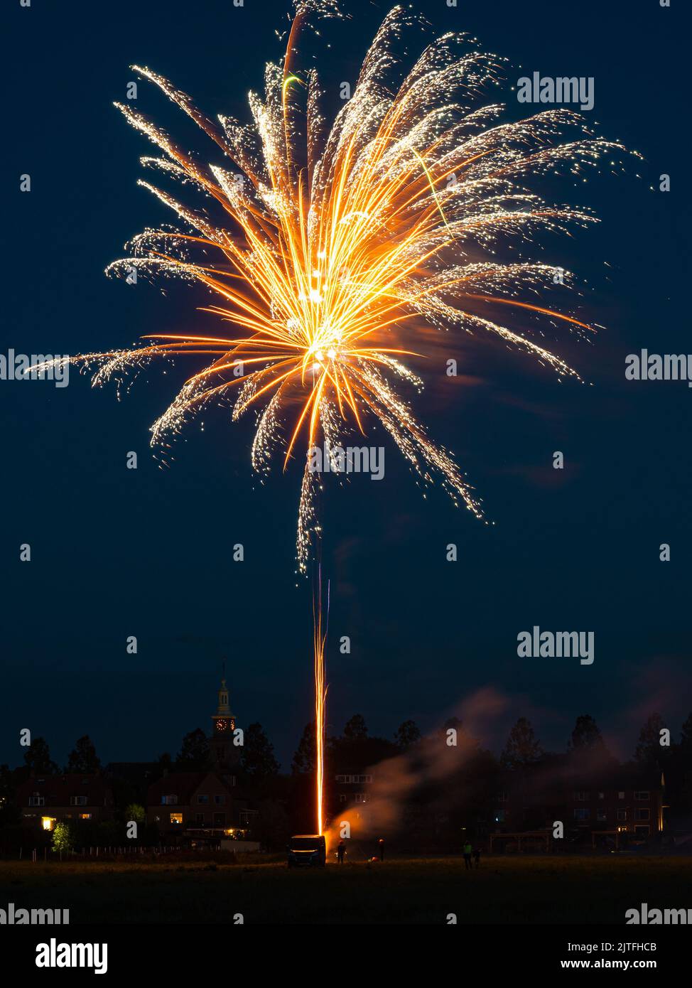 Firework explosion during the traditional yearly fair in the village of ...