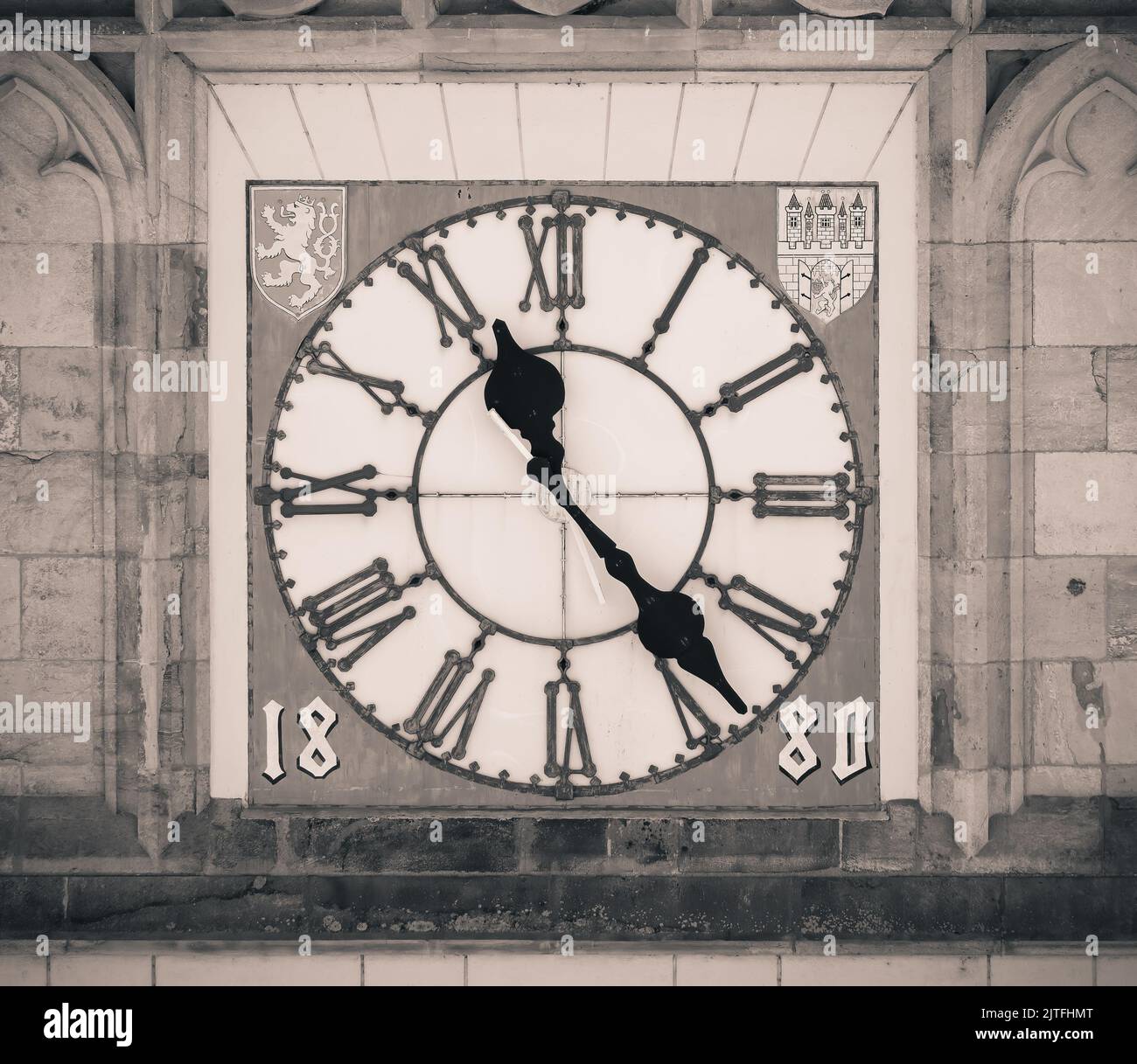 Medieval clock on a tower in Prague, Czech Republic Stock Photo - Alamy