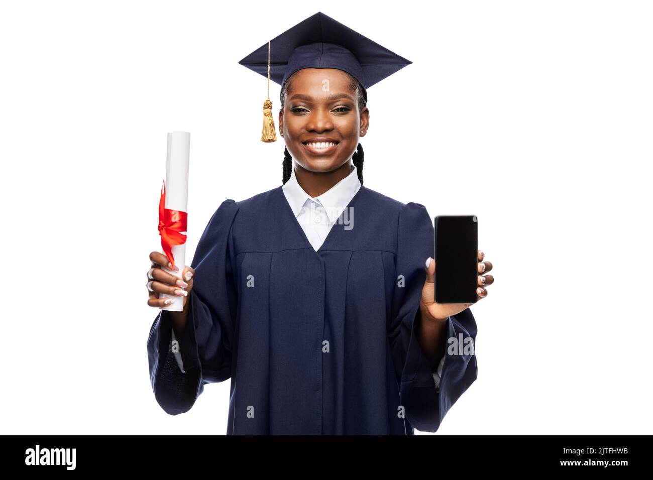 happy female graduate student with diploma Stock Photo - Alamy