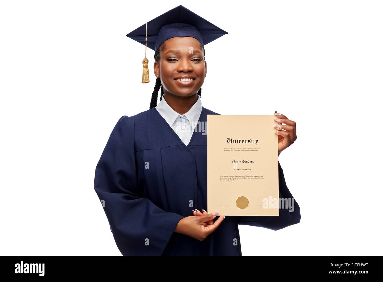 happy female graduate student with diploma Stock Photo - Alamy