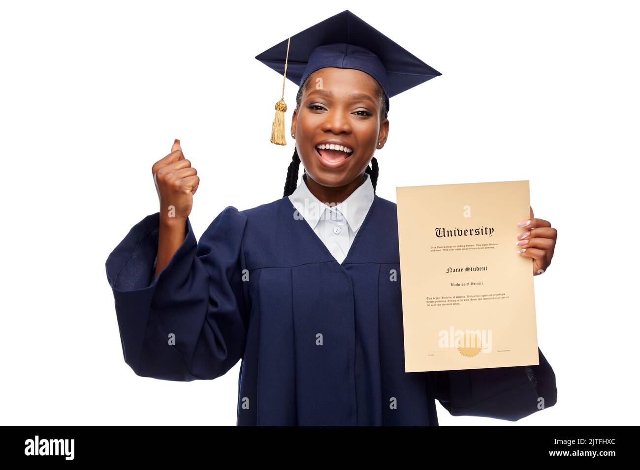 happy female graduate student with diploma Stock Photo - Alamy