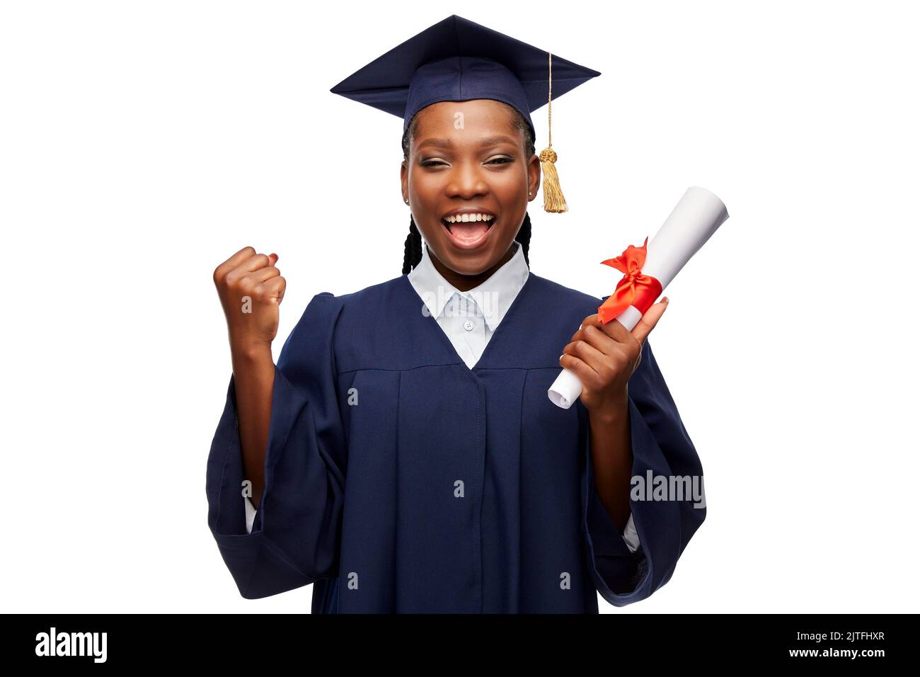 happy female graduate student with diploma Stock Photo - Alamy