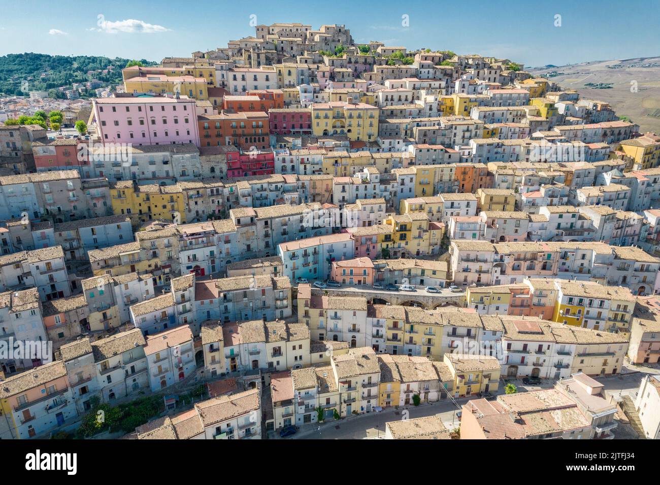 Aerial view of ancient small town of Calitri, near avellino, campania ...