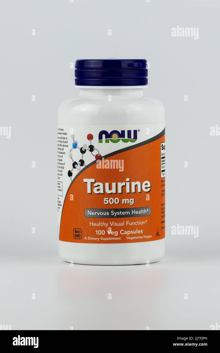 taurine editorial. dietary supplement in the jar Stock Photo - Alamy