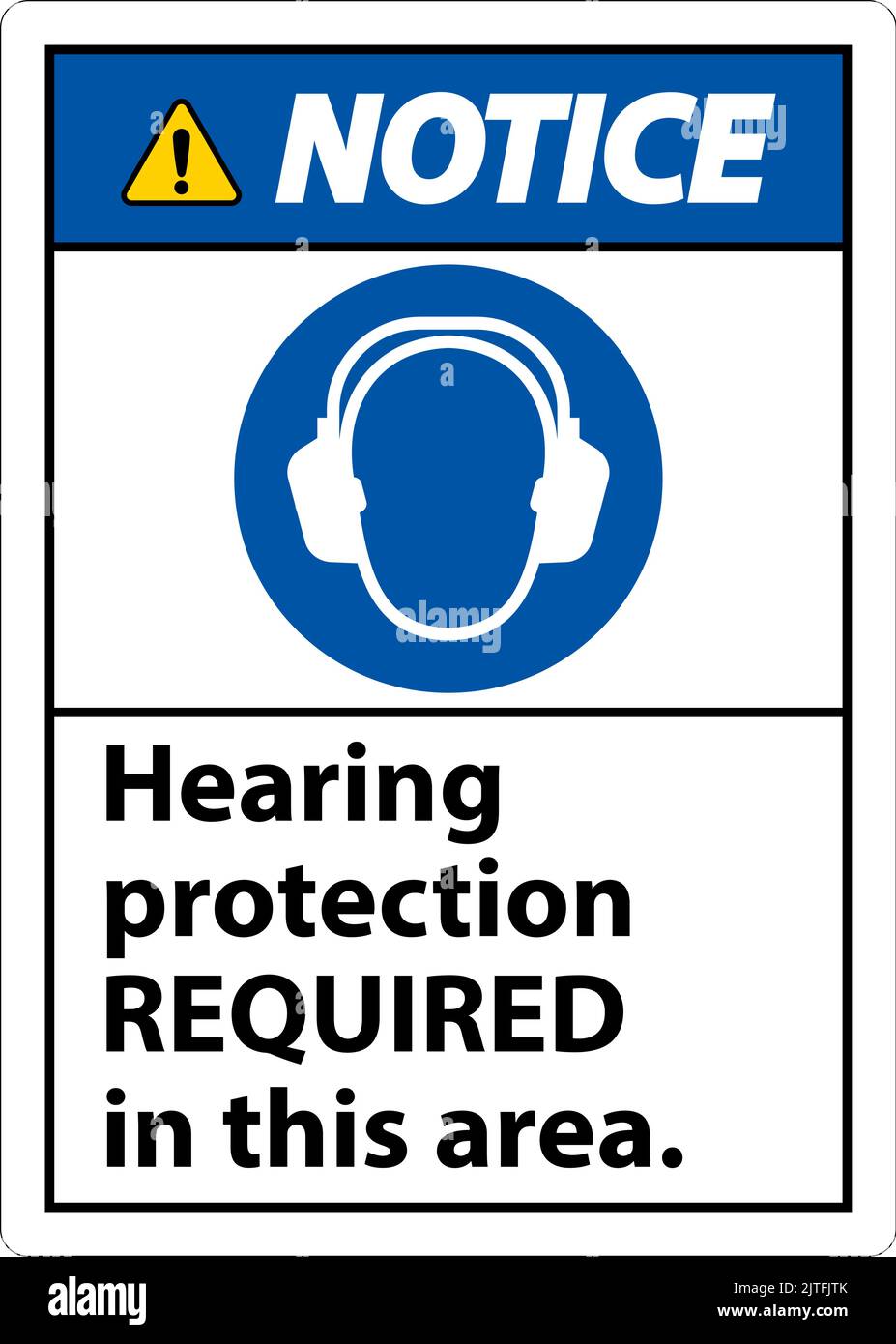 Notice Hearing Protection Required Sign On White Background Stock ...
