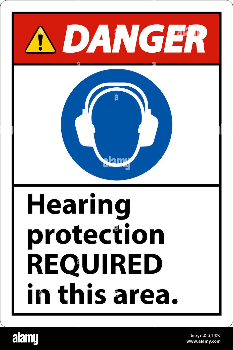 Danger Hearing Protection Required Sign On White Background Stock ...