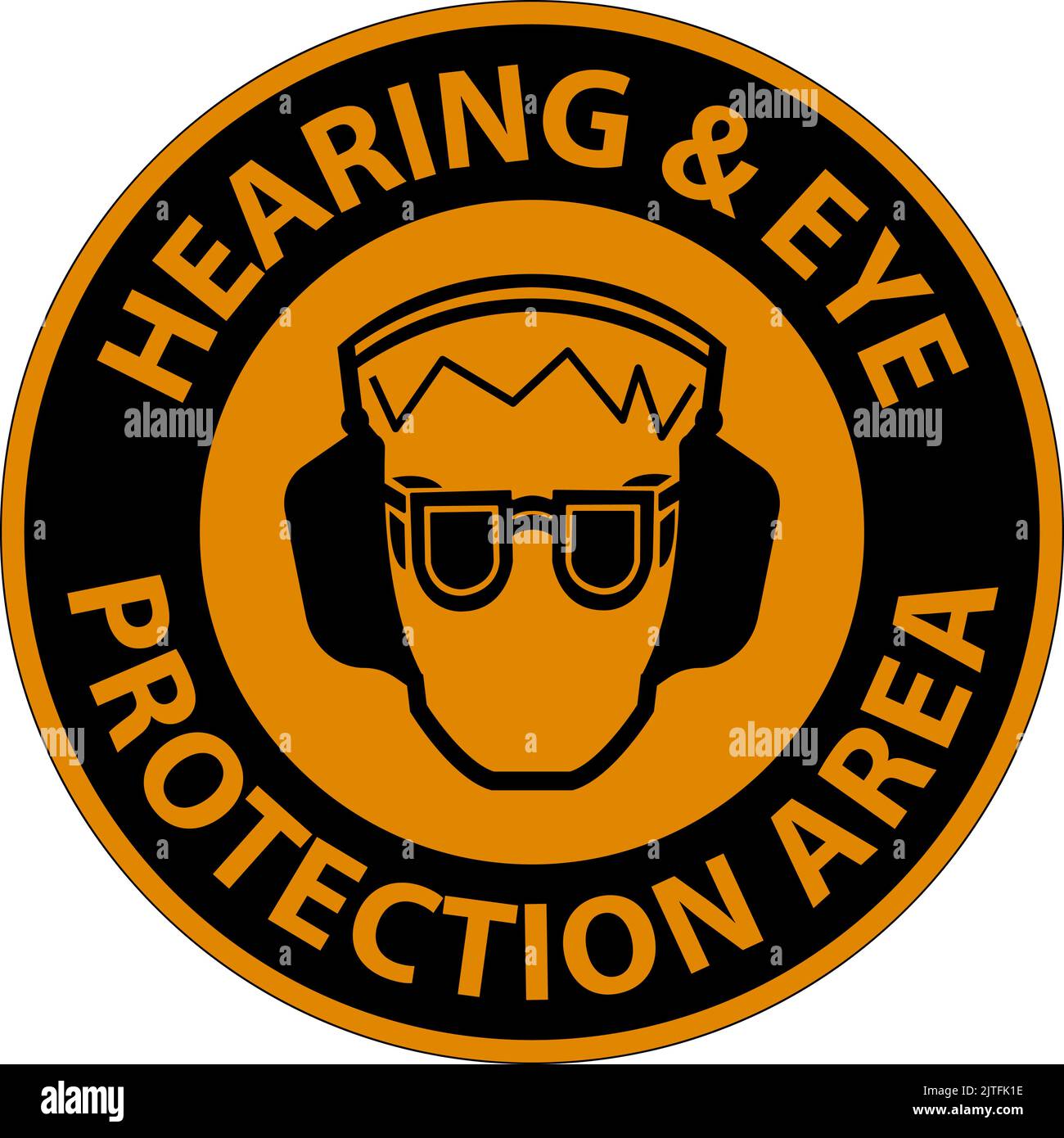 Warning Hearing and Eye Protection Sign On White Background Stock ...
