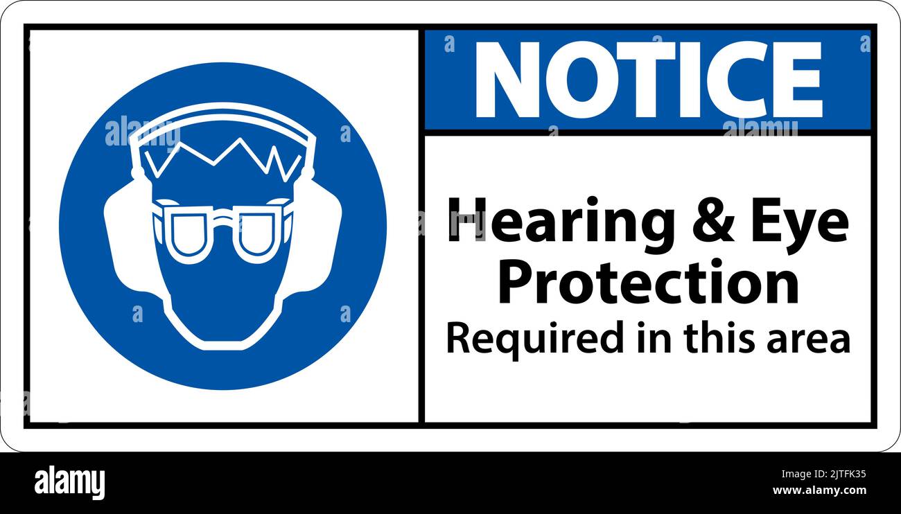 Hearing and Eye Protection Sign On White Background Stock Vector Image ...