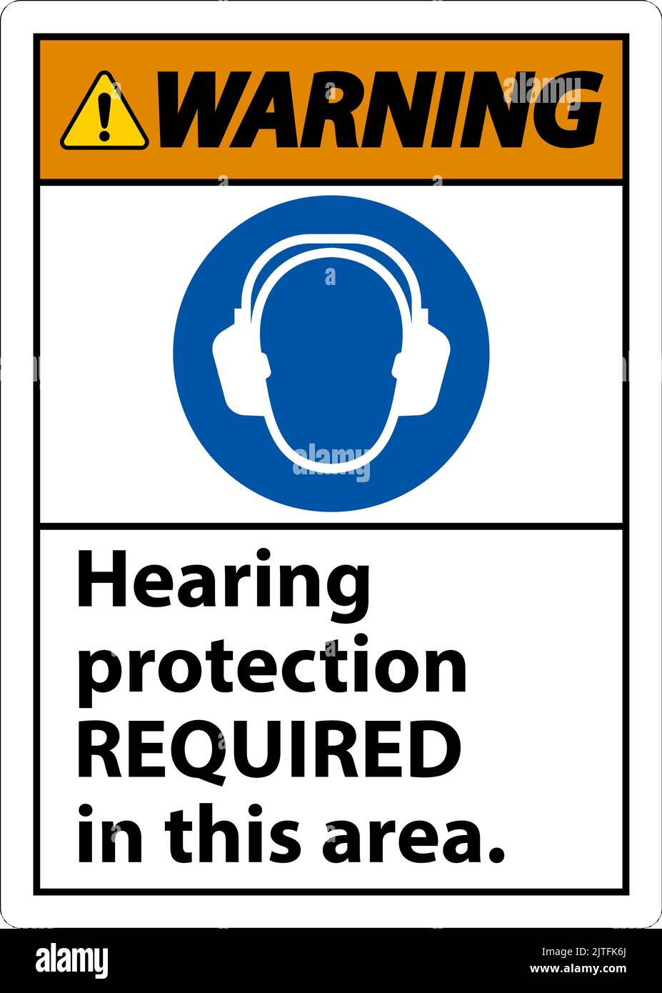 Warning Hearing Protection Required Sign On White Background Stock ...