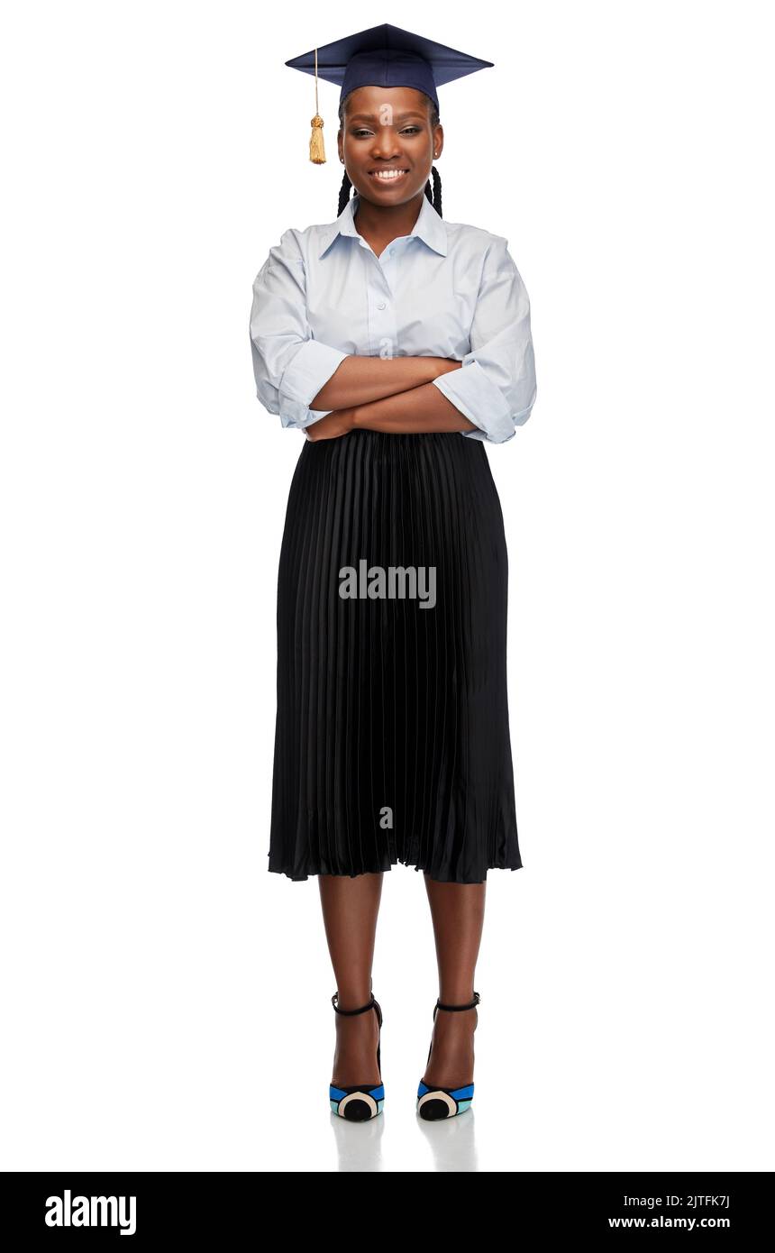 happy female graduate student with crossed arms Stock Photo - Alamy