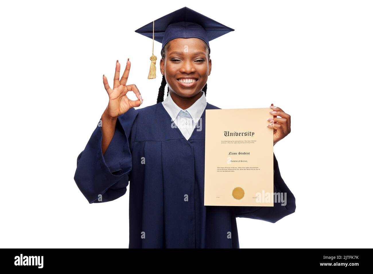 happy female graduate student with diploma Stock Photo - Alamy